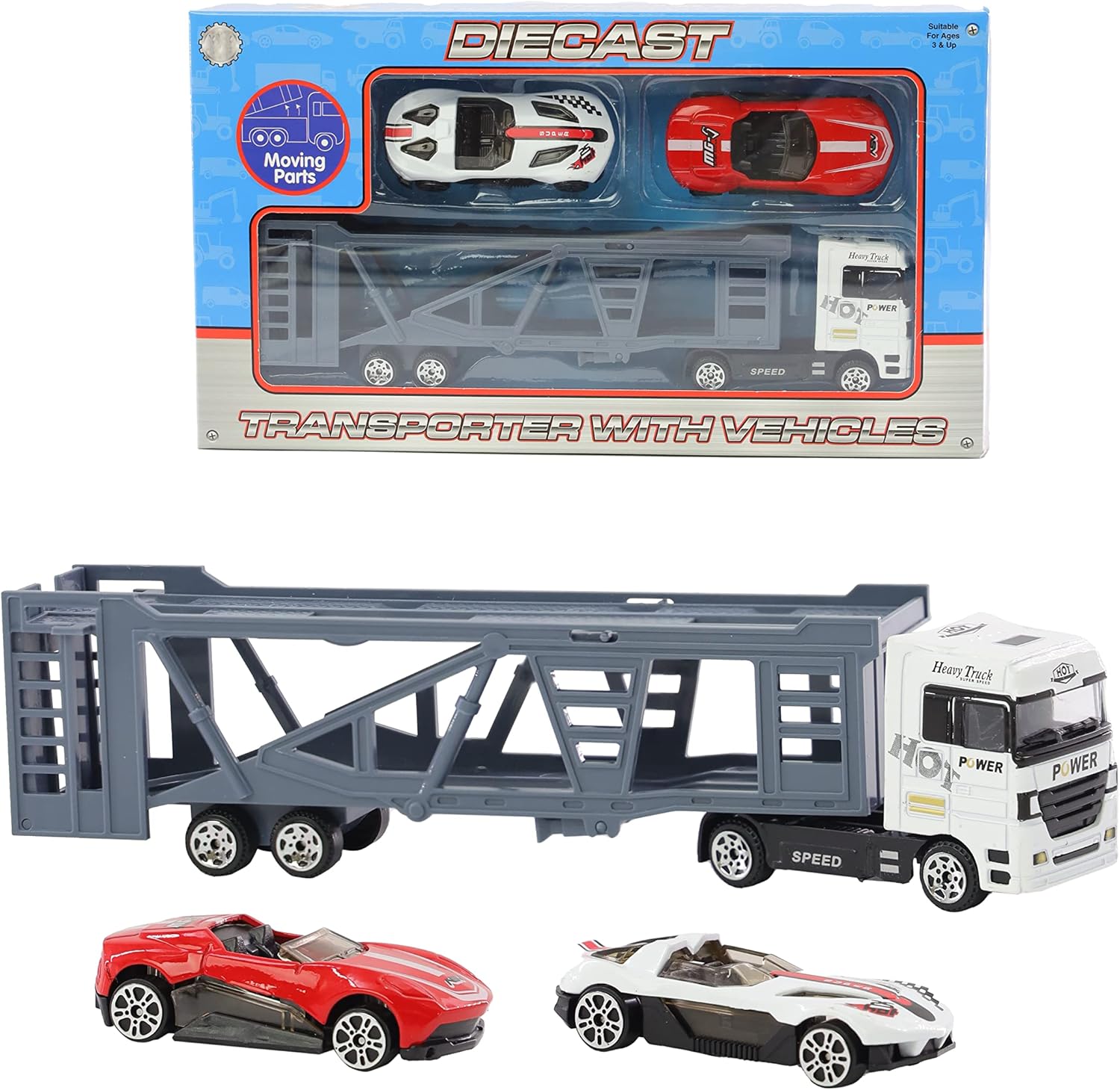 Diecast Heavy Load Transporter with 2 Sportscars, Drive your Favourite ...