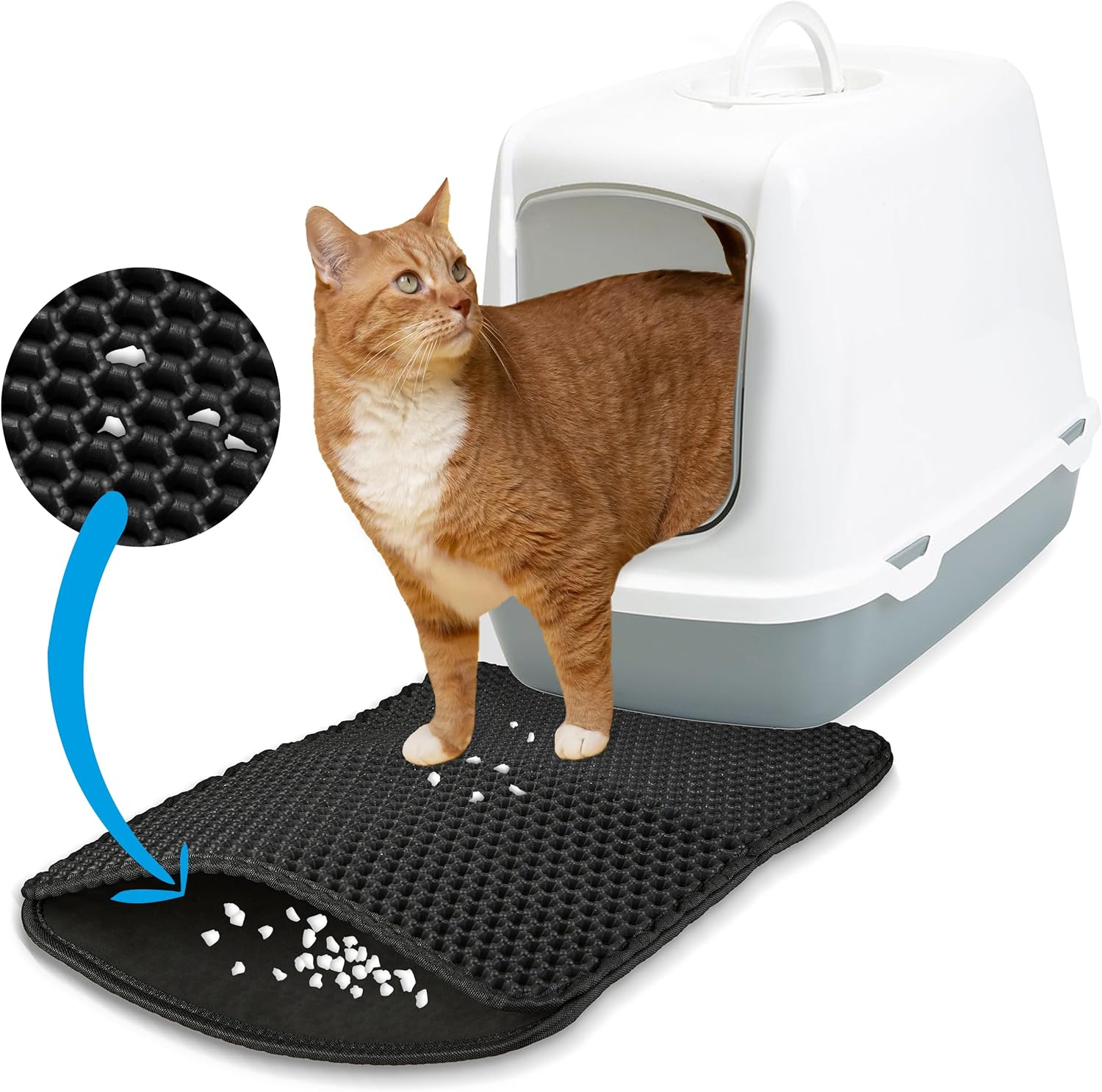 Amazon.com: XS Cat Litter Mat Black 14.5"x11.5" - Washable Kitty Litter ...