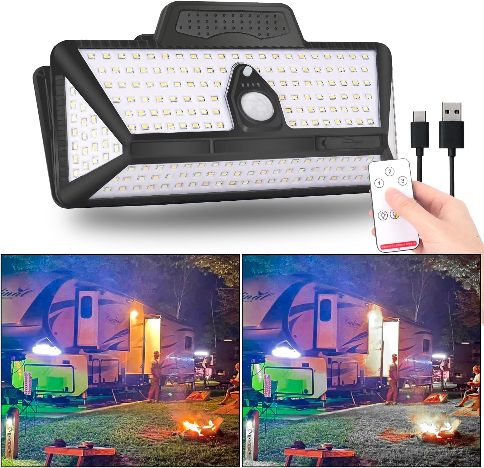 Amazon.com: 208LED High Bright Solar RV Lights Exterior, Clip on Solar ...