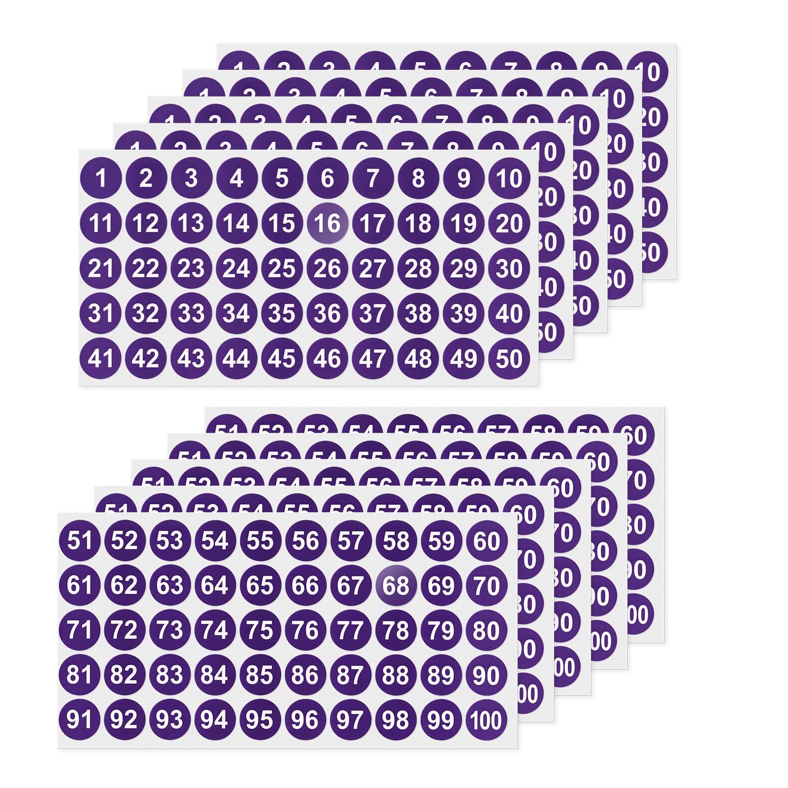 Amazon.com : YIKIADA Purple Consecutive Number Stickers 1 Inch 1-100 ...