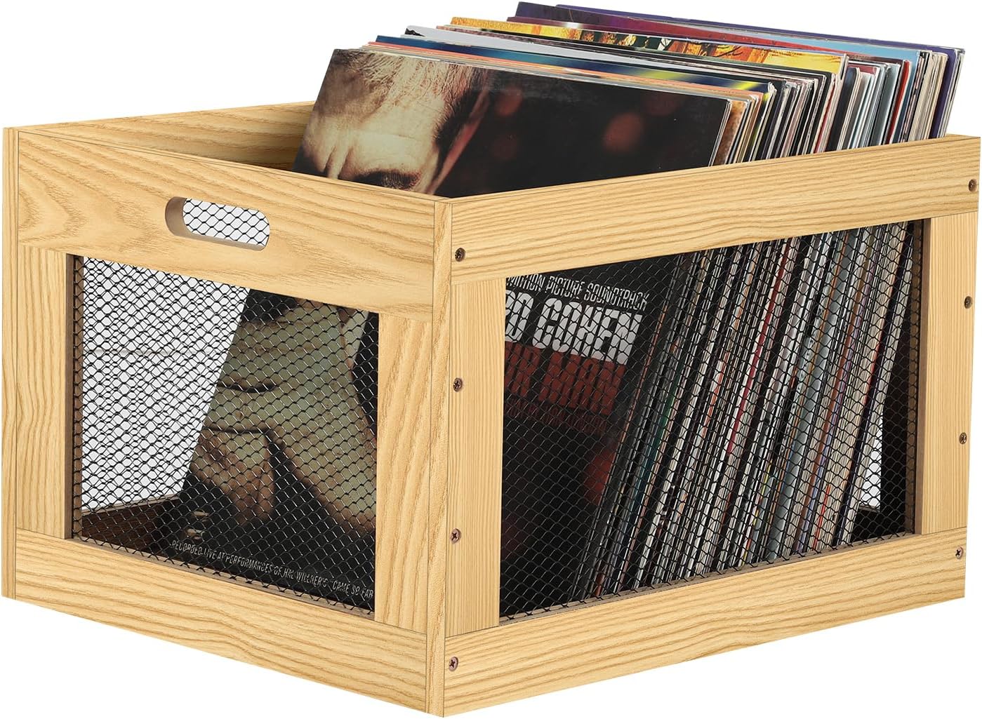 Amazon.com : MOOACE Vinyl Record Storage, Wooden Crate for Storage ...