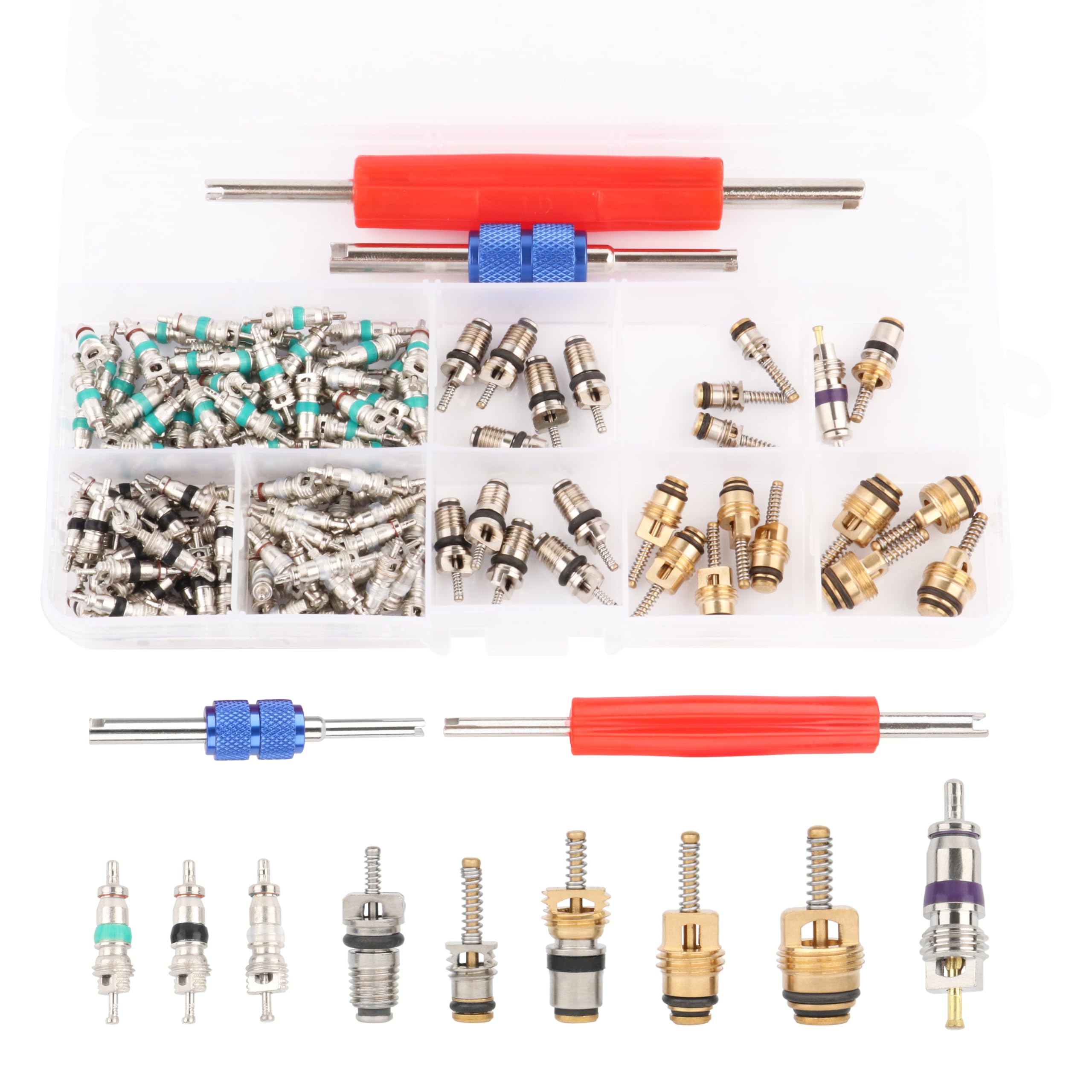Snapklik.com : 136Pcs AC Valve Core Kit, Universal Assorted Cores For ...