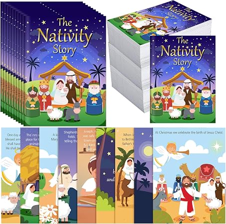 Amazon.com: Moinchore 30 Pcs Small Christmas Nativity Story Books Bulk ...