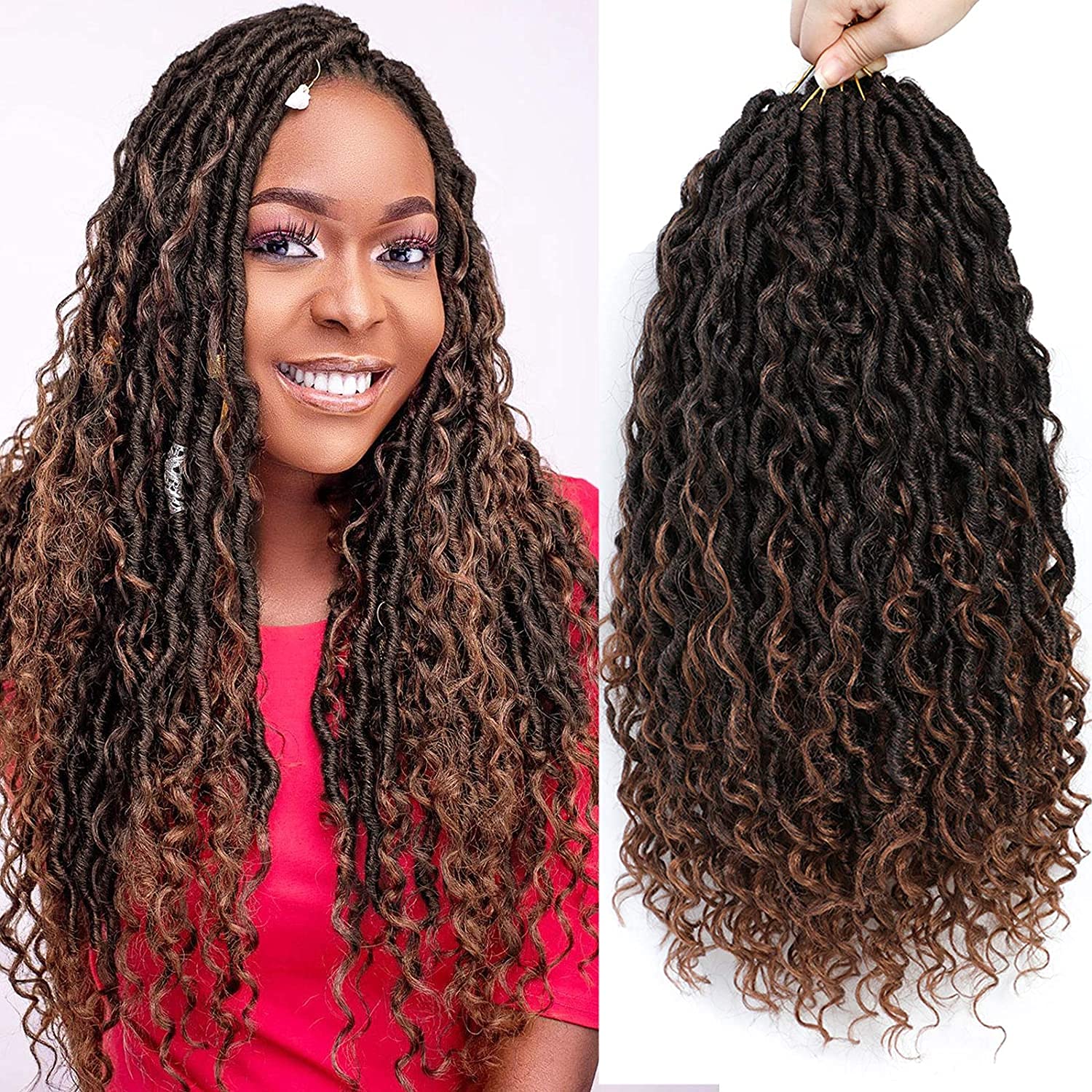 Buy 5 Packs New Goddess Locs Crochet Hair 18 Inch River Locs Goddess ...