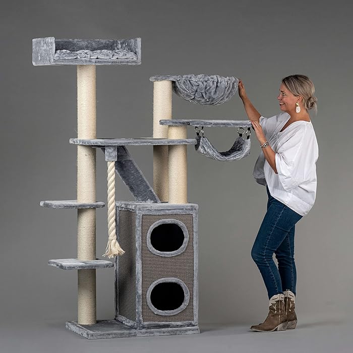 Buy Scratching Post Large Cats Stable XXL Cat Penthouse Crown Light ...