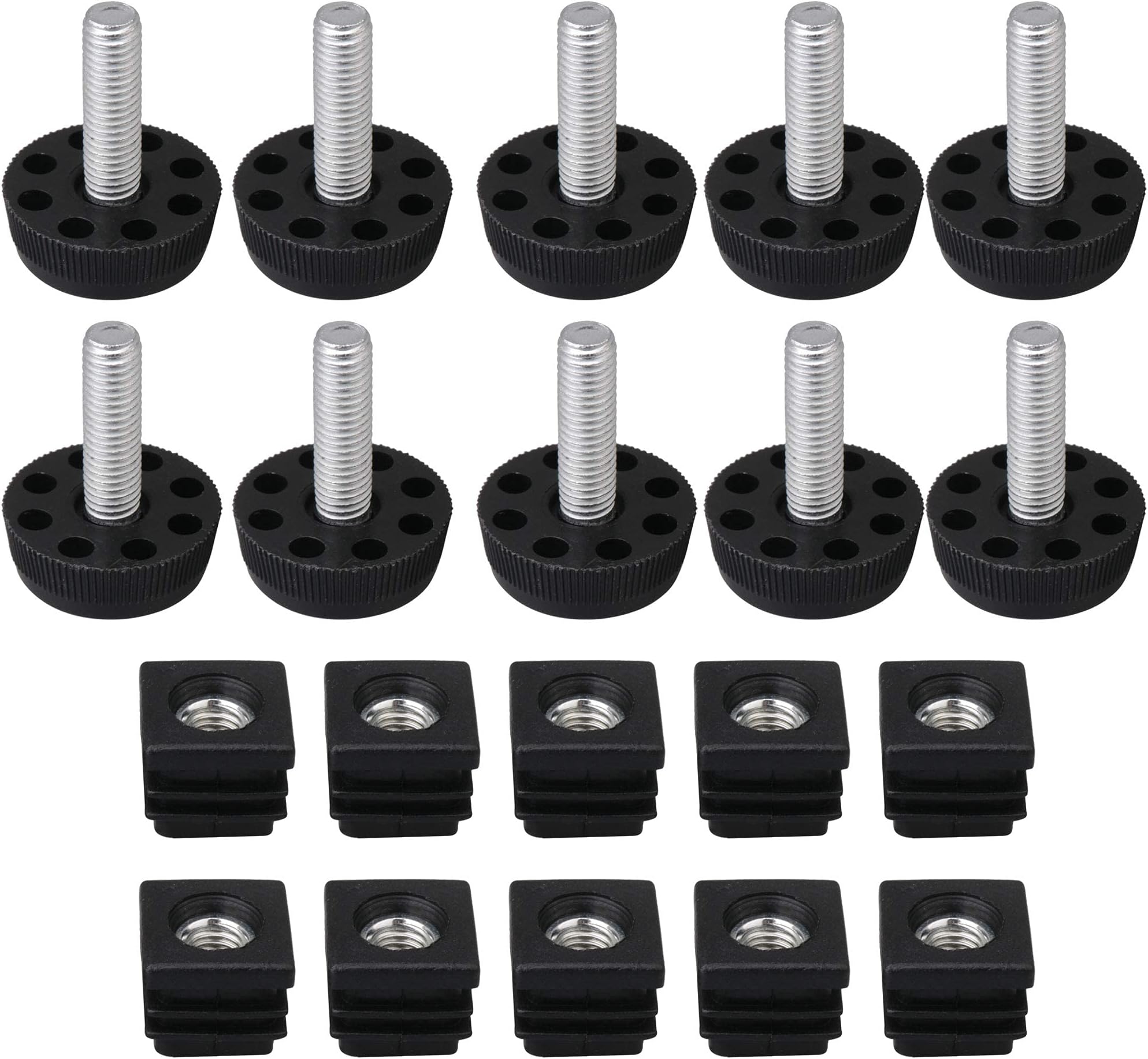 YXQ Leveling Foot Square Thread Tube Insert - 8 Sets 40mm x 40mm ...