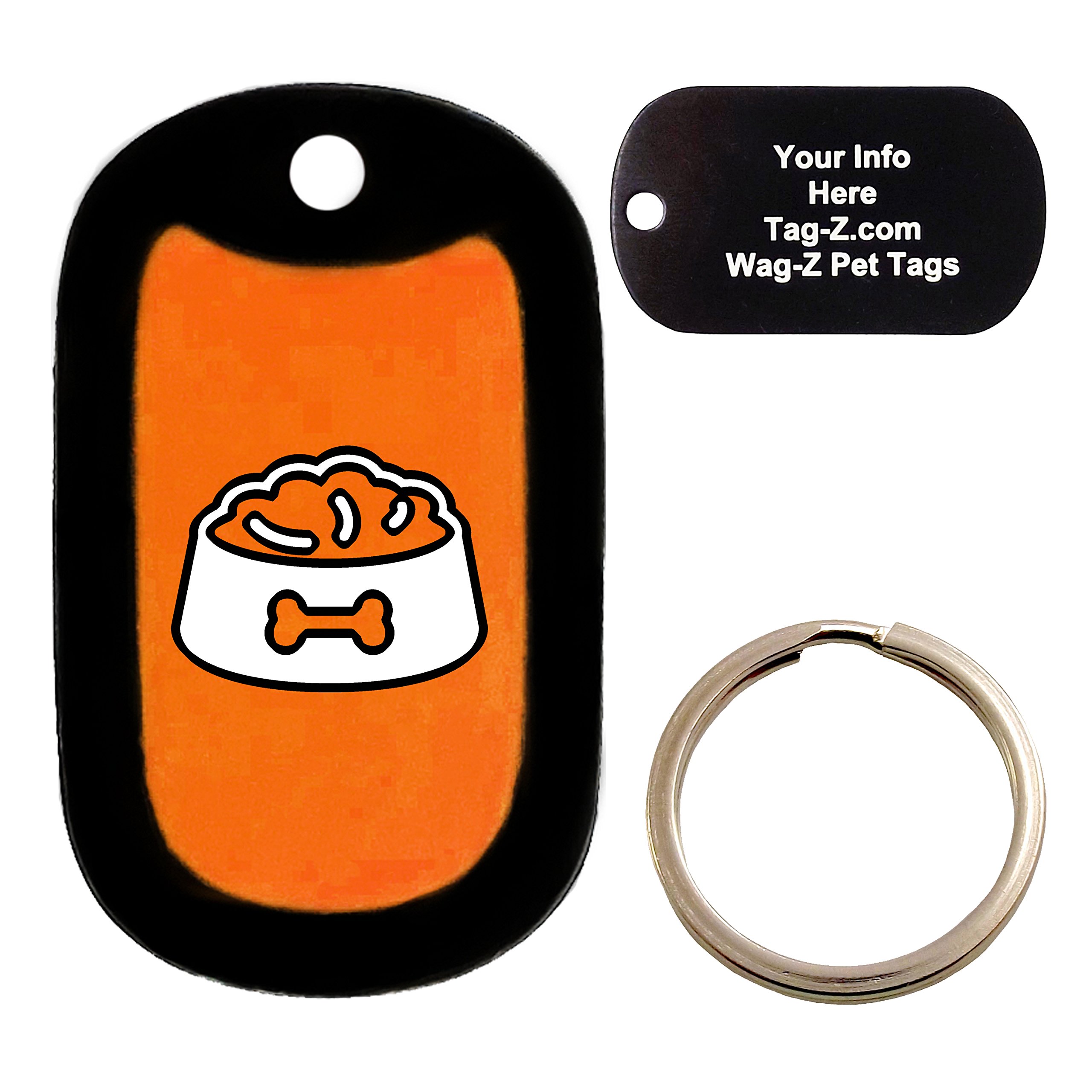 Amazon.com: Custom Engraved Pet Tag - Dog Food Bowl with Bone - Orange ...