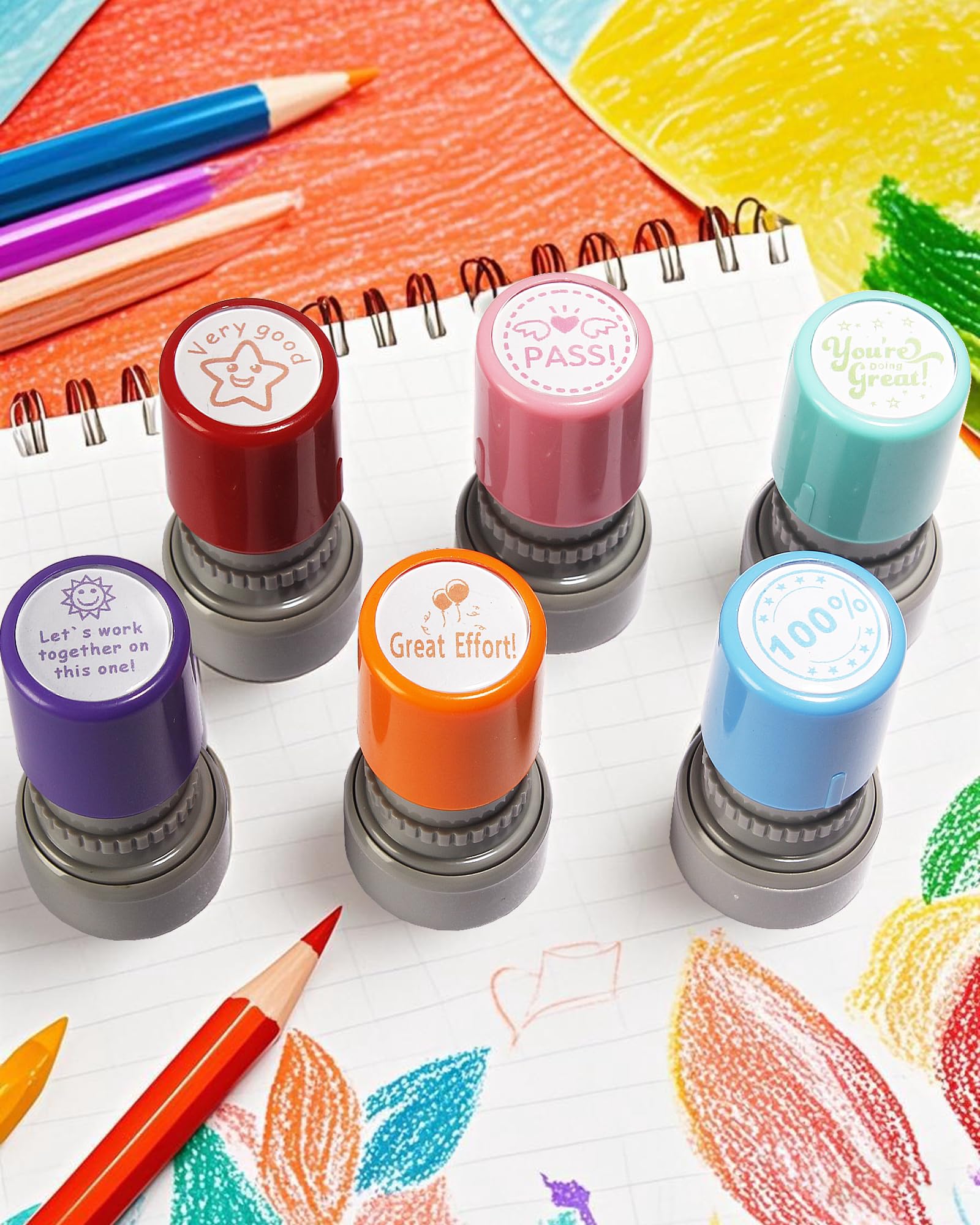 Snapklik.com : YQBOOM Round Teacher Stamps For Grading Classroom