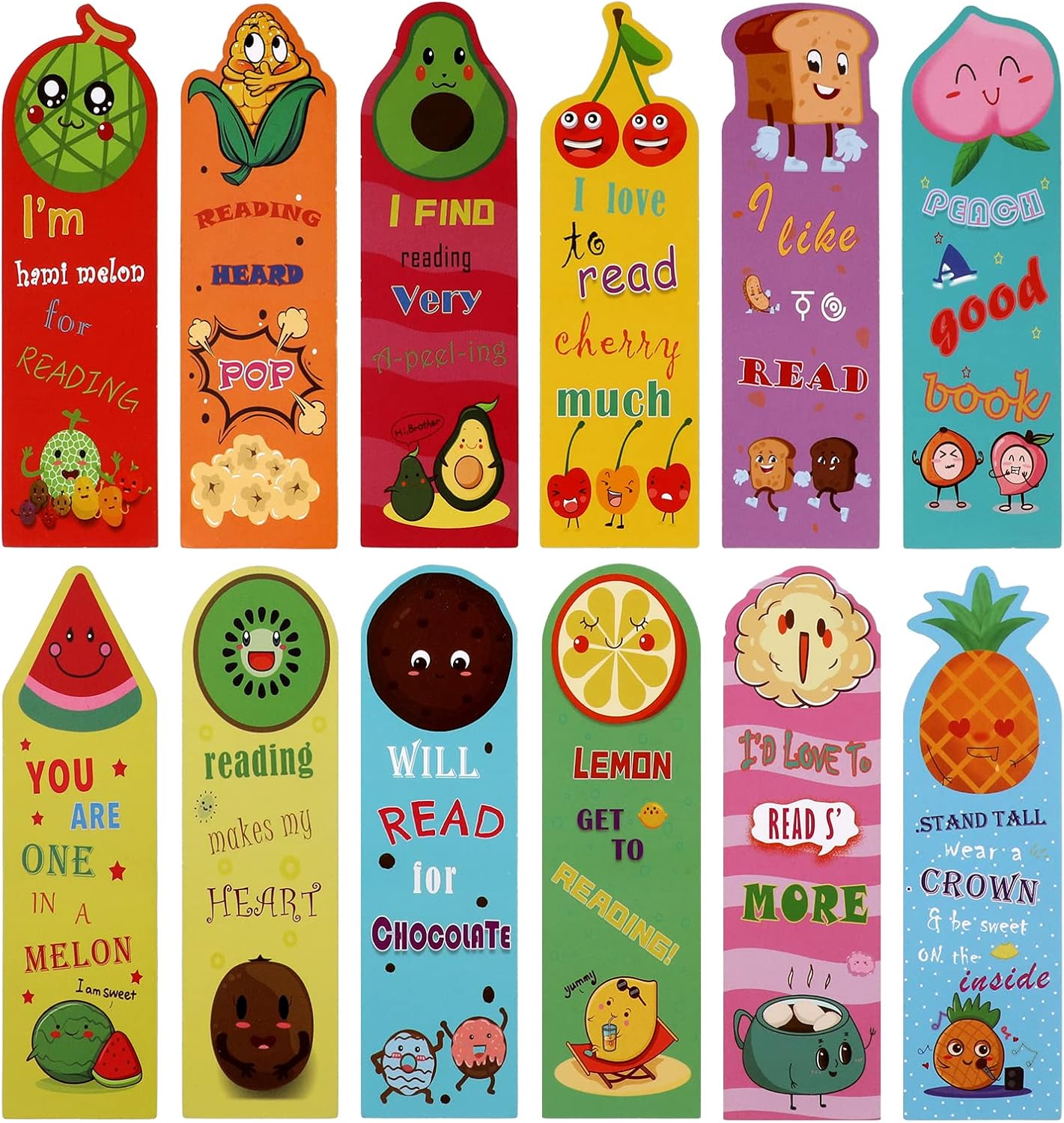 MWOOT 36 PCS Paper Bookmark, Fruit Cardboard Bookmarks Multipack ...