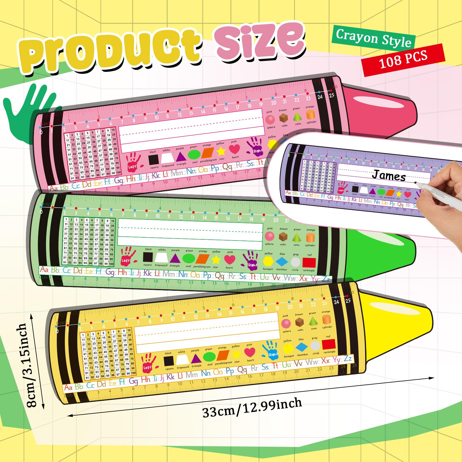 Snapklik.com : Henoyso 108 Pcs Crayons Desk Name Tags