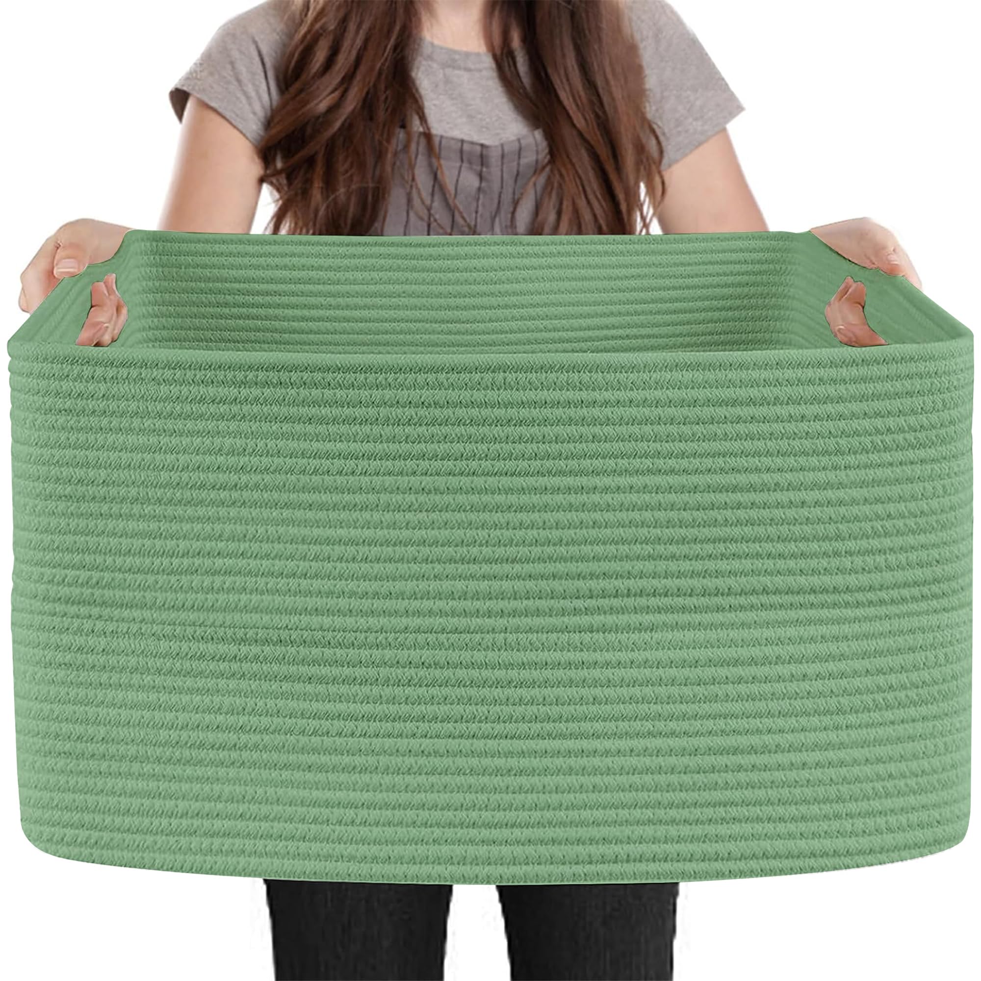 Amazon.com: MEGASKET Large Green Baskets for Organizing, 23.6" x 17" x 12" Rectangle Blanket ...