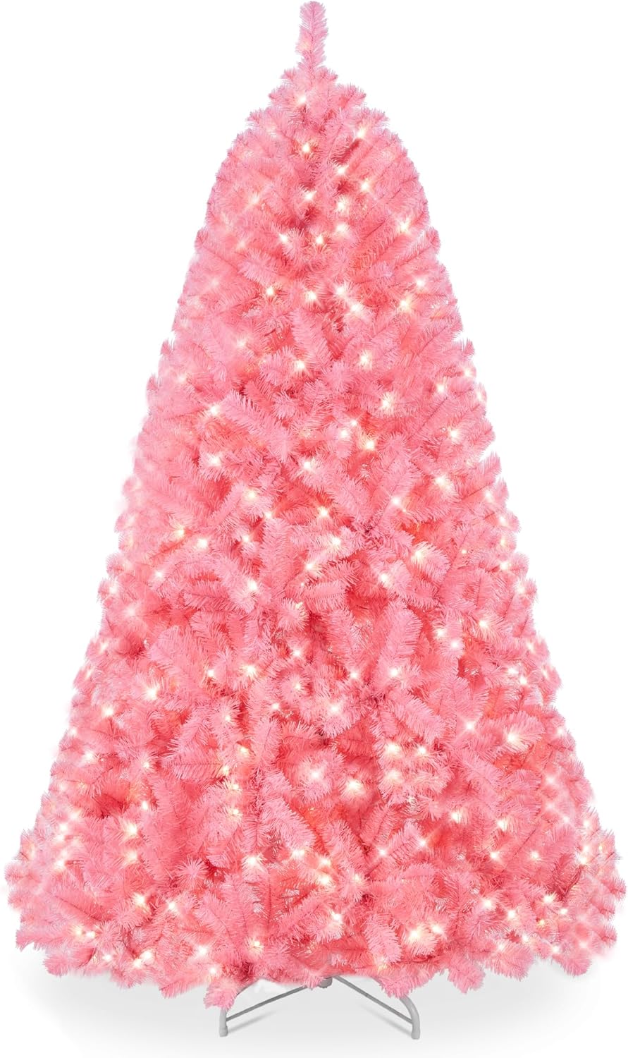 Amazon.com: Best Choice Products 7.5ft Pre-Lit Pink Christmas Tree ...