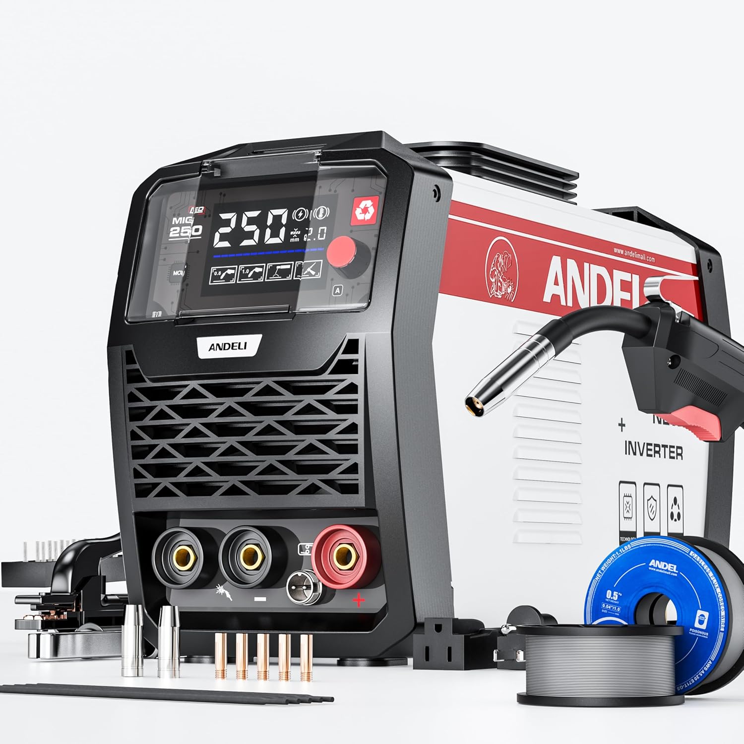 ANDELI MIG Welder 135Amp, 110V/220V IGBT Inverter Welder Flux MIG/Lift ...