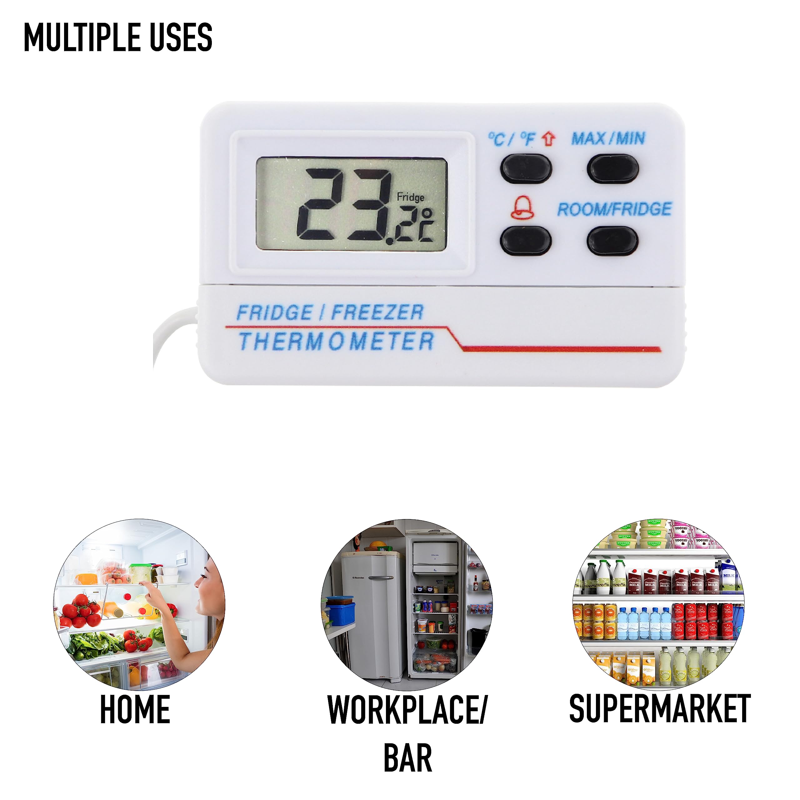 Freezer Thermometer Calibrated Digital Fridge With 2 Point Traceable ...