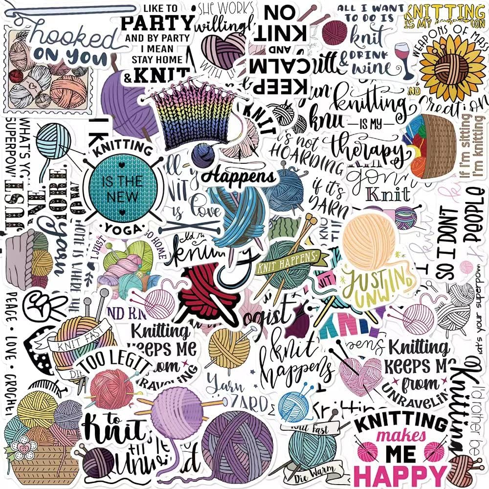 Amazon.com: Knitting Stickers,Knitting Vinyl Stickers,Water Bottle ...
