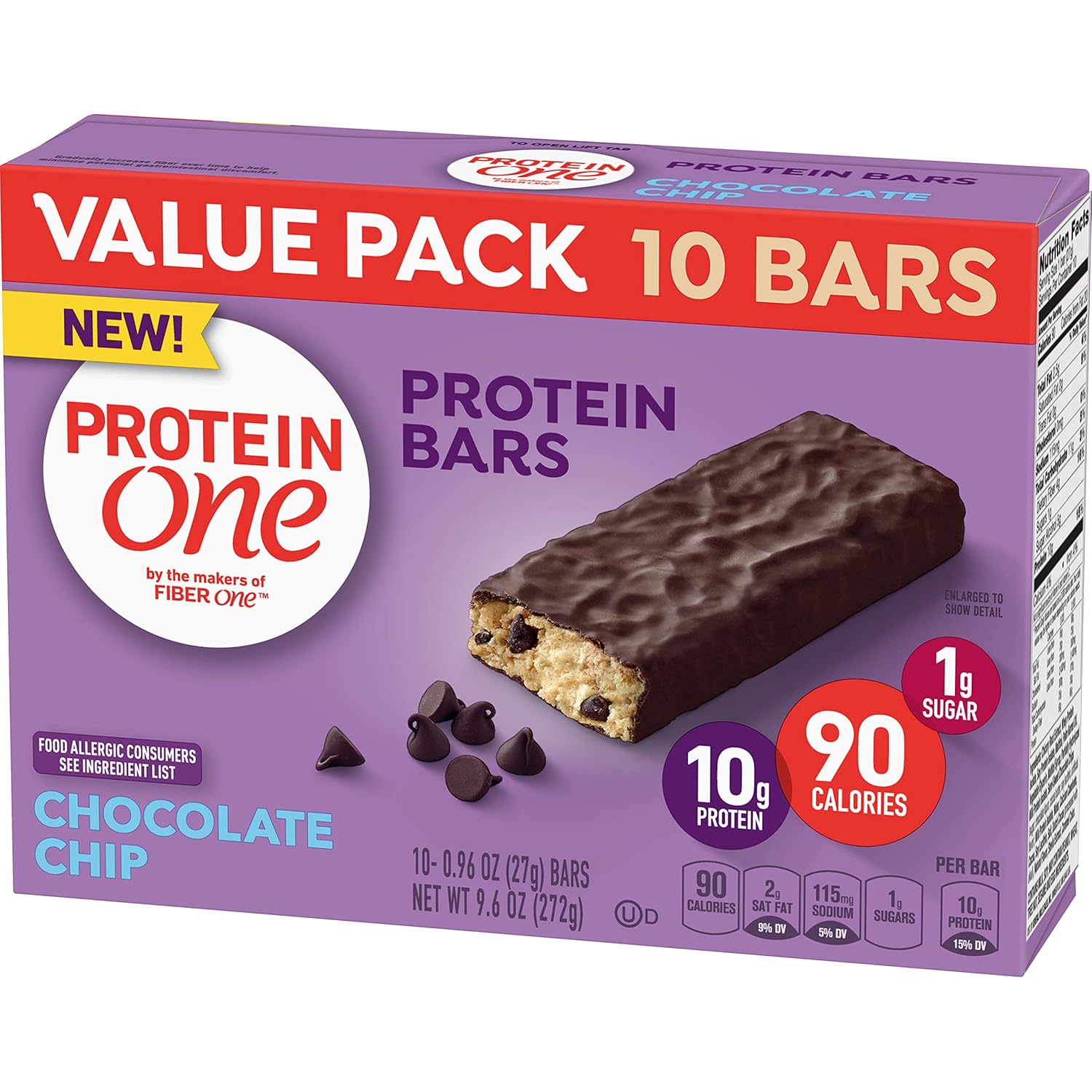 Amazon.com : Protein One 90 Calorie Chocolate Chip Bars, 20 Count ...
