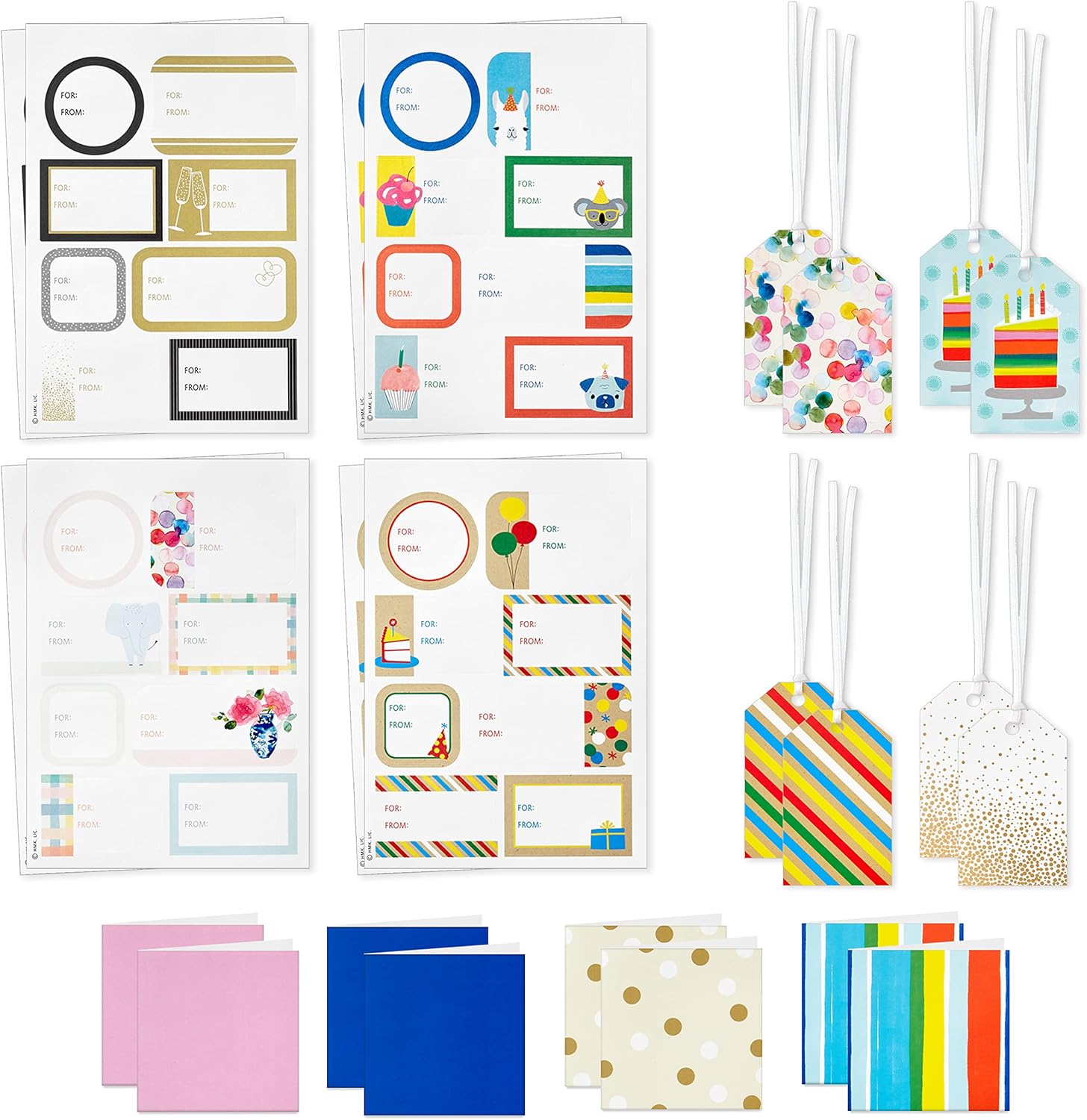 Amazon.com: Hallmark Gift Tags and Stickers (64 Stickers, 8 Tags, 8 ...