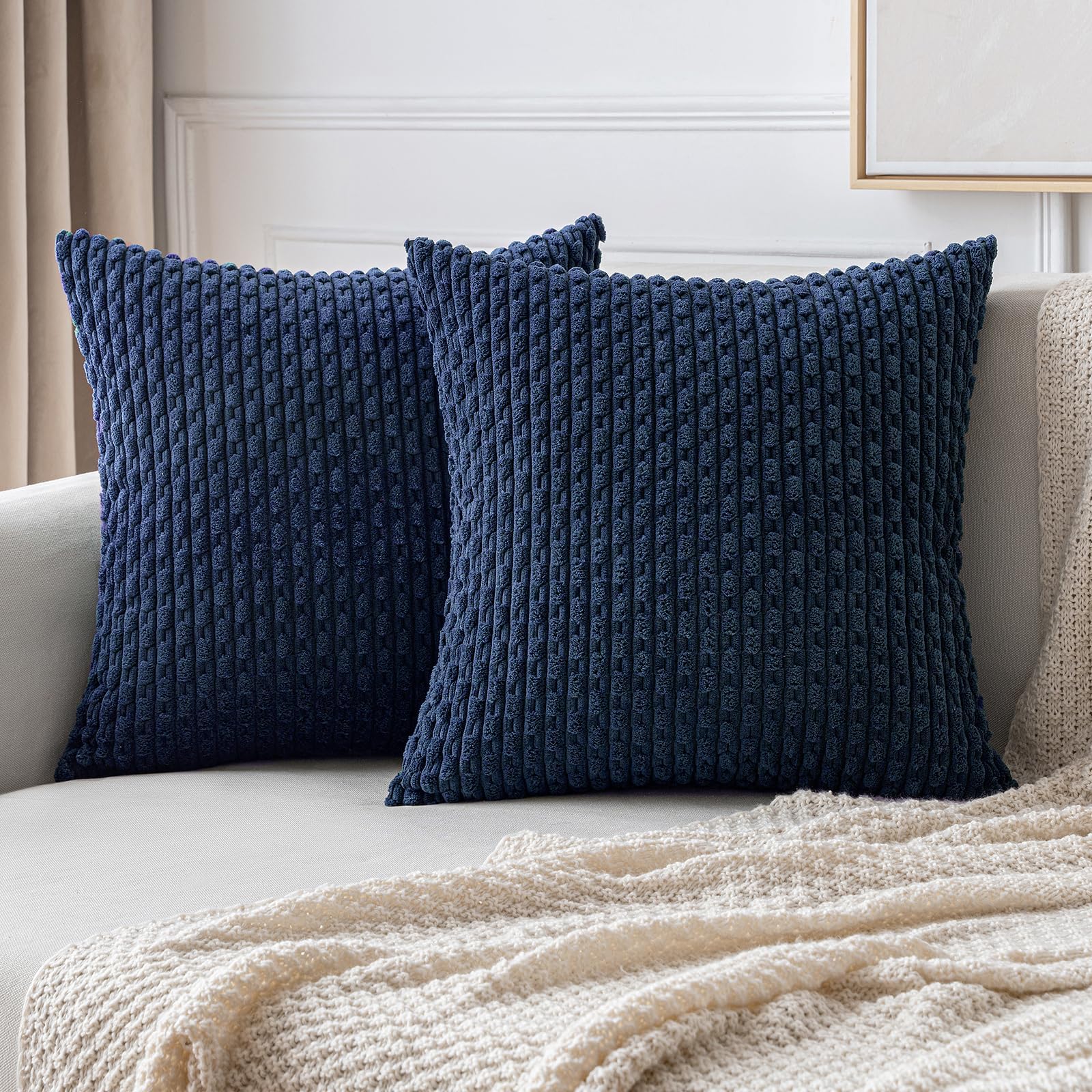 Amazon.com: Fancy Homi 2 Packs Navy Blue Decorative Throw Pillow Covers ...