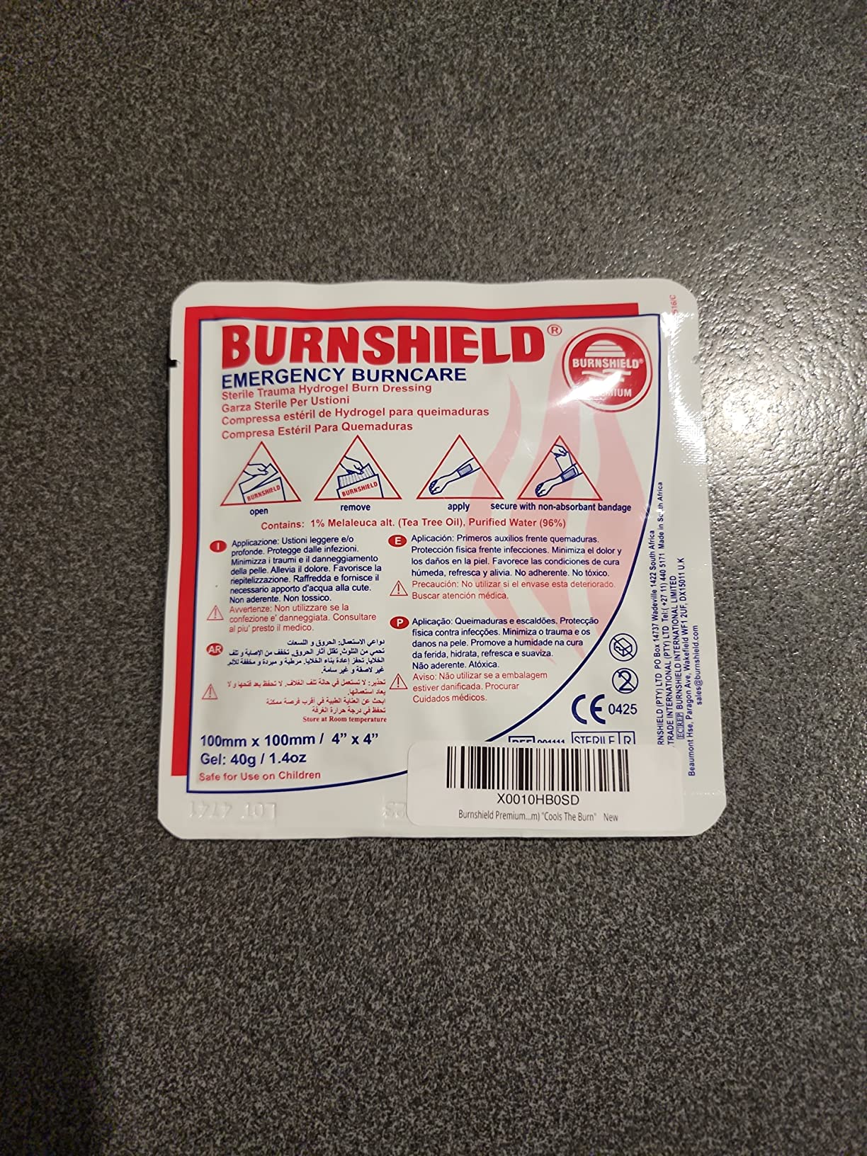 Burnshield Premium Sterile Emergency Burn Dressing 4"x4" (10cm x 10cm ...