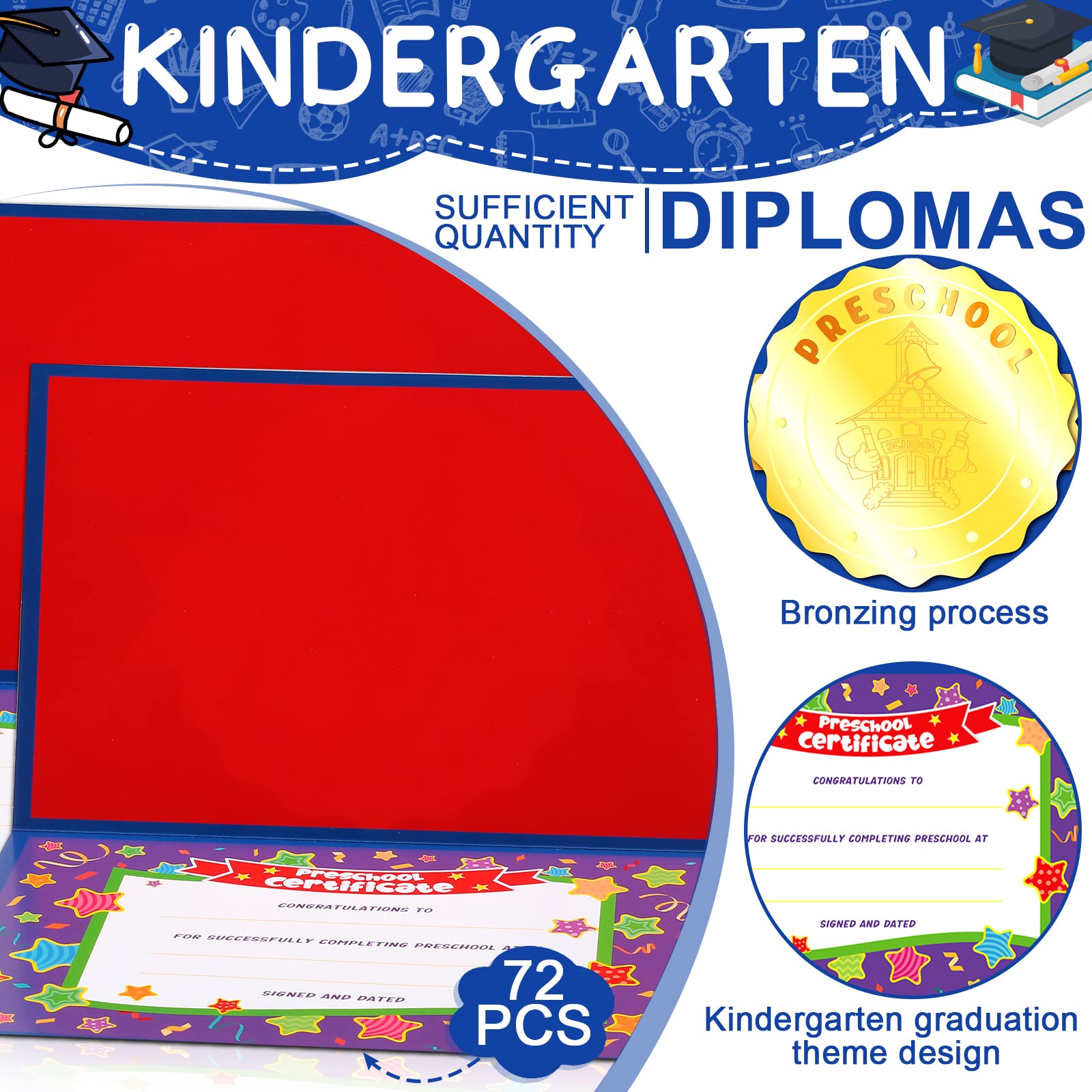 Snapklik.com : Jutom 72 Pcs Bulk Kindergarten Diplomas Graduation Award ...