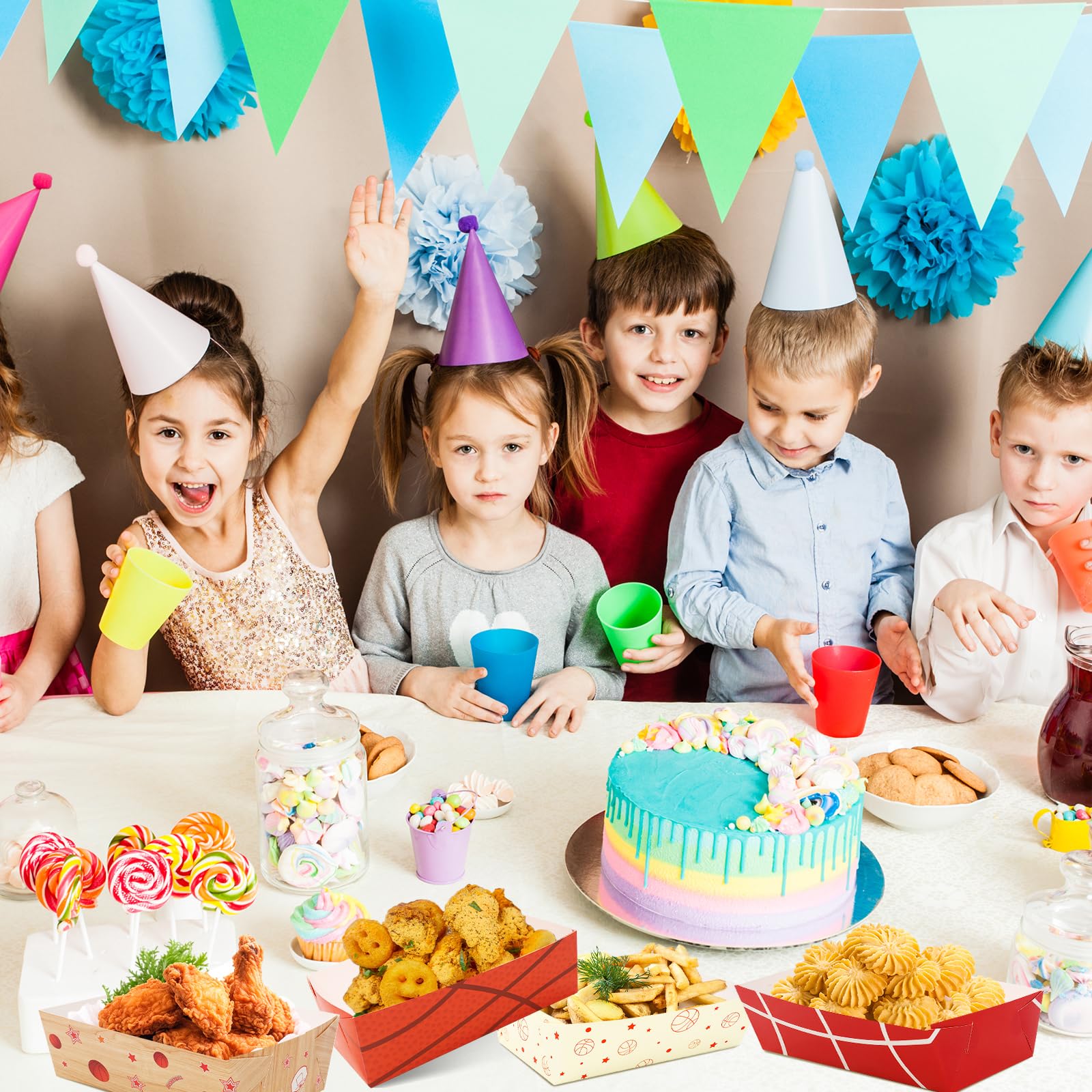Snapklik.com : Basketball Paper Food Trays 60 Pcs Disposable Snack ...