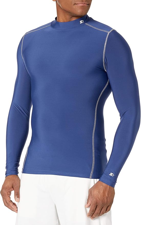 Amazon.com: Starter Men's Long Sleeve Mock Neck Athletic Light ...