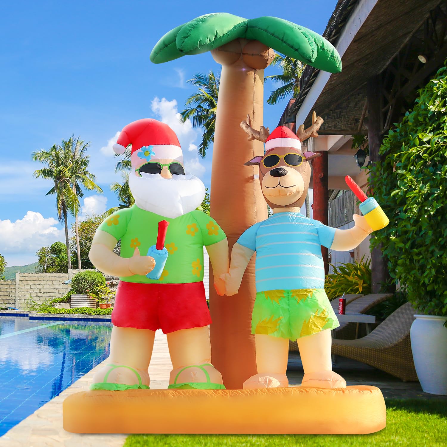 Amazon.com: 8FT Christmas in July Inflatables, Hula Santa Claus and ...