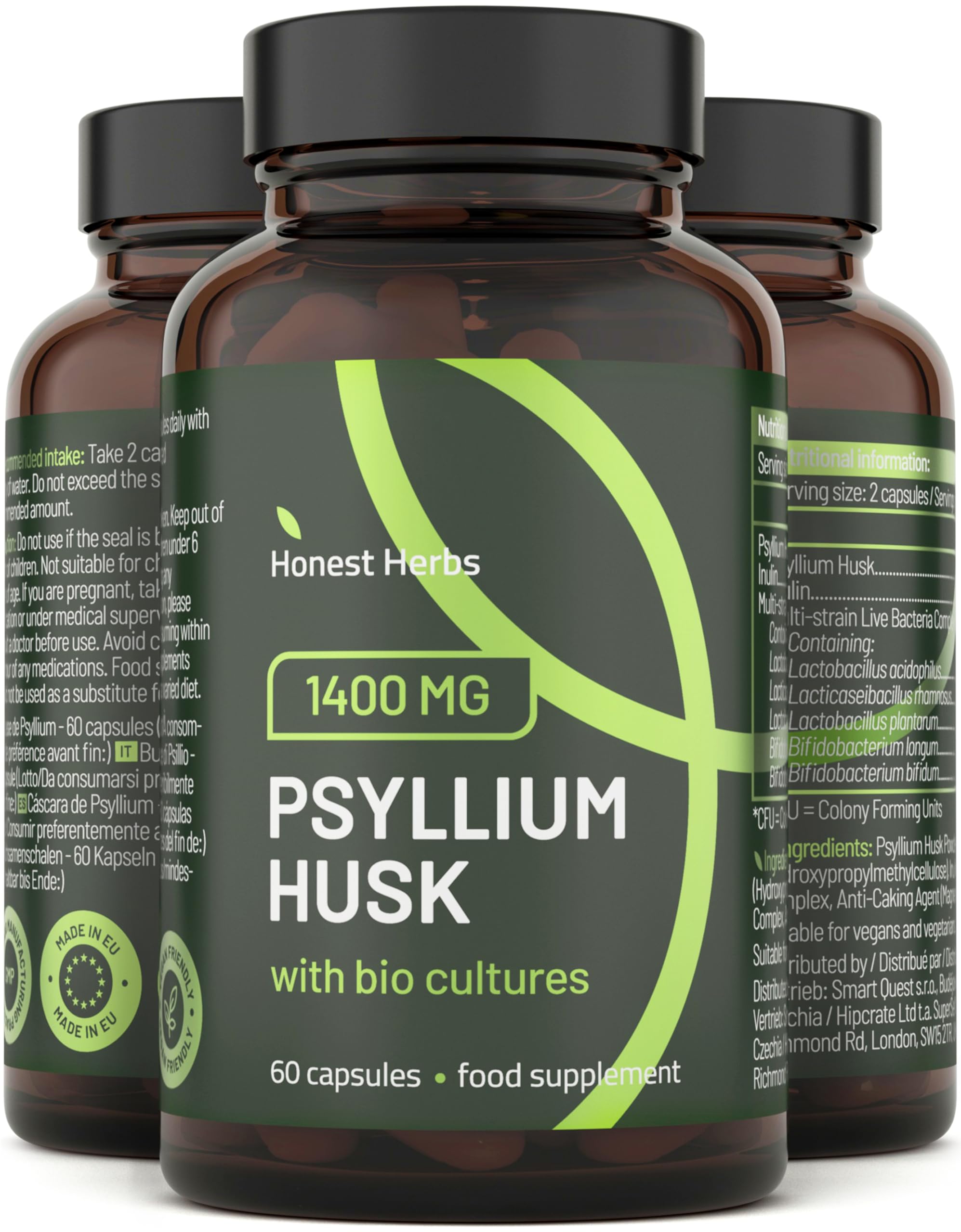 Psyllium Husks Capsules with Probiotics - High Fibre Supplement 1400mg ...