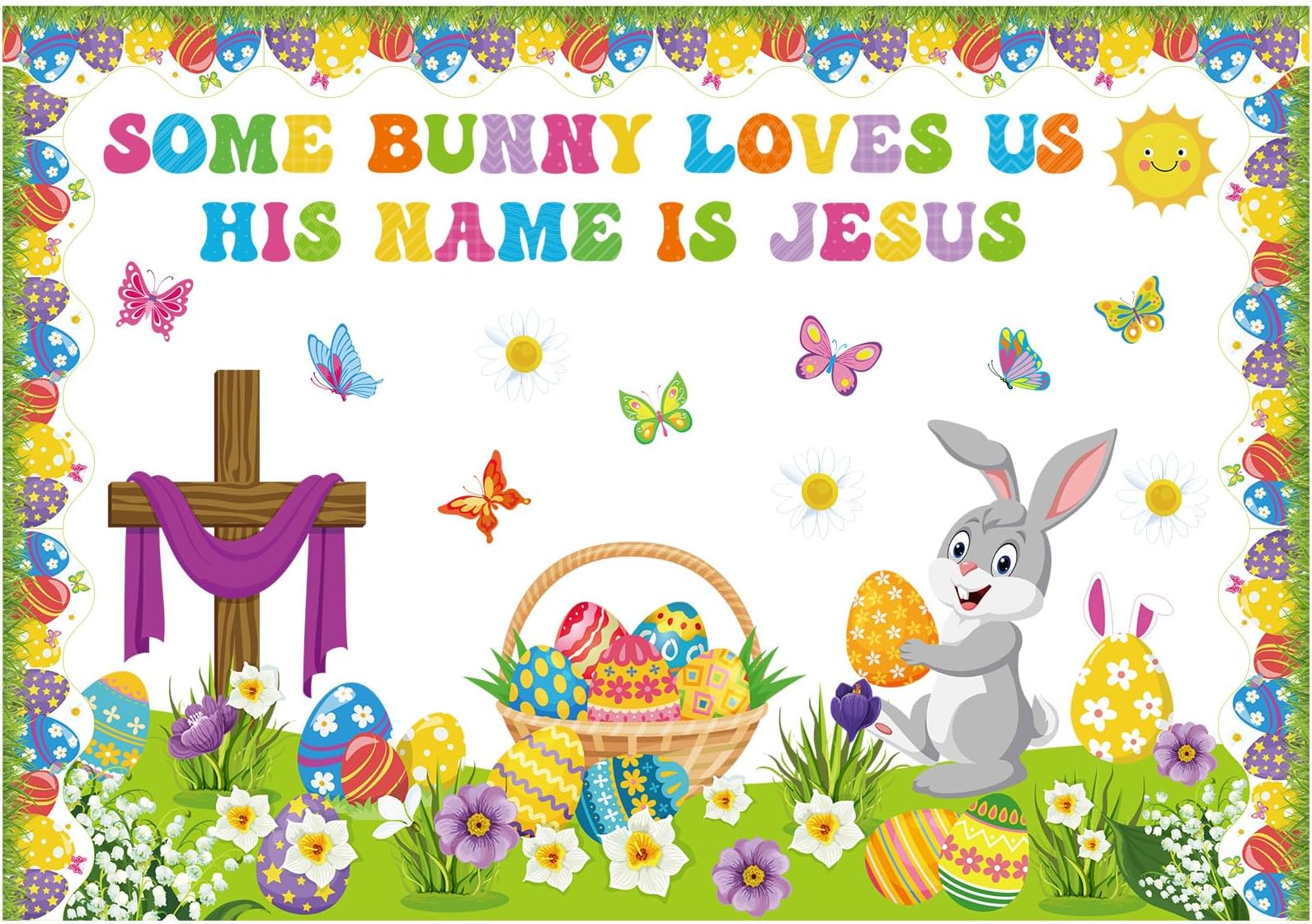 Amazon.com : Pasimy Easter Bulletin Board Decorations Set Christian ...