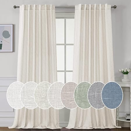 Amazon.com: H.VERSAILTEX Natural Linen Curtains 96 inches Long for ...