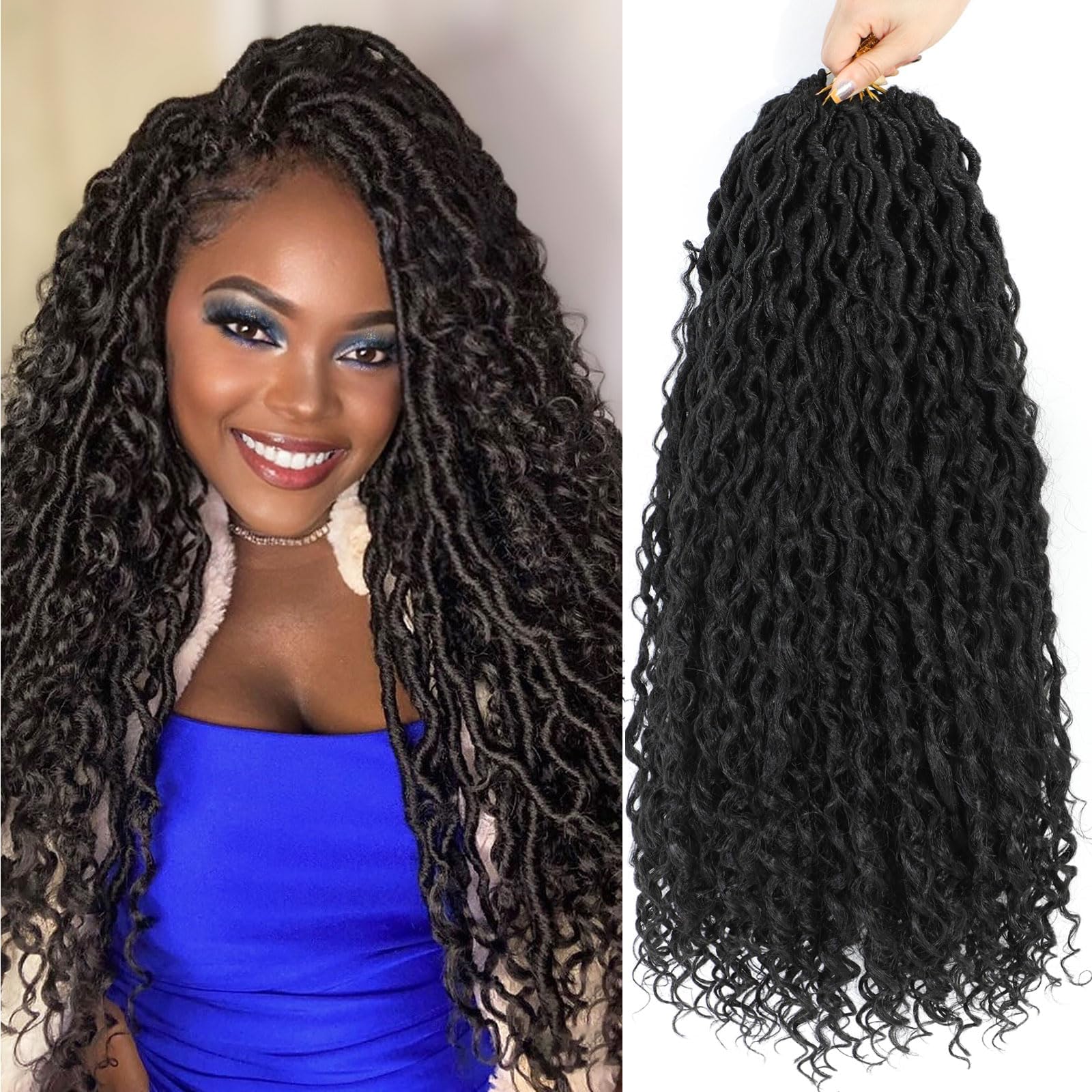 Amazon.com : 8 Packs Goddess Faux Locs Crochet Hair for Black Women ...