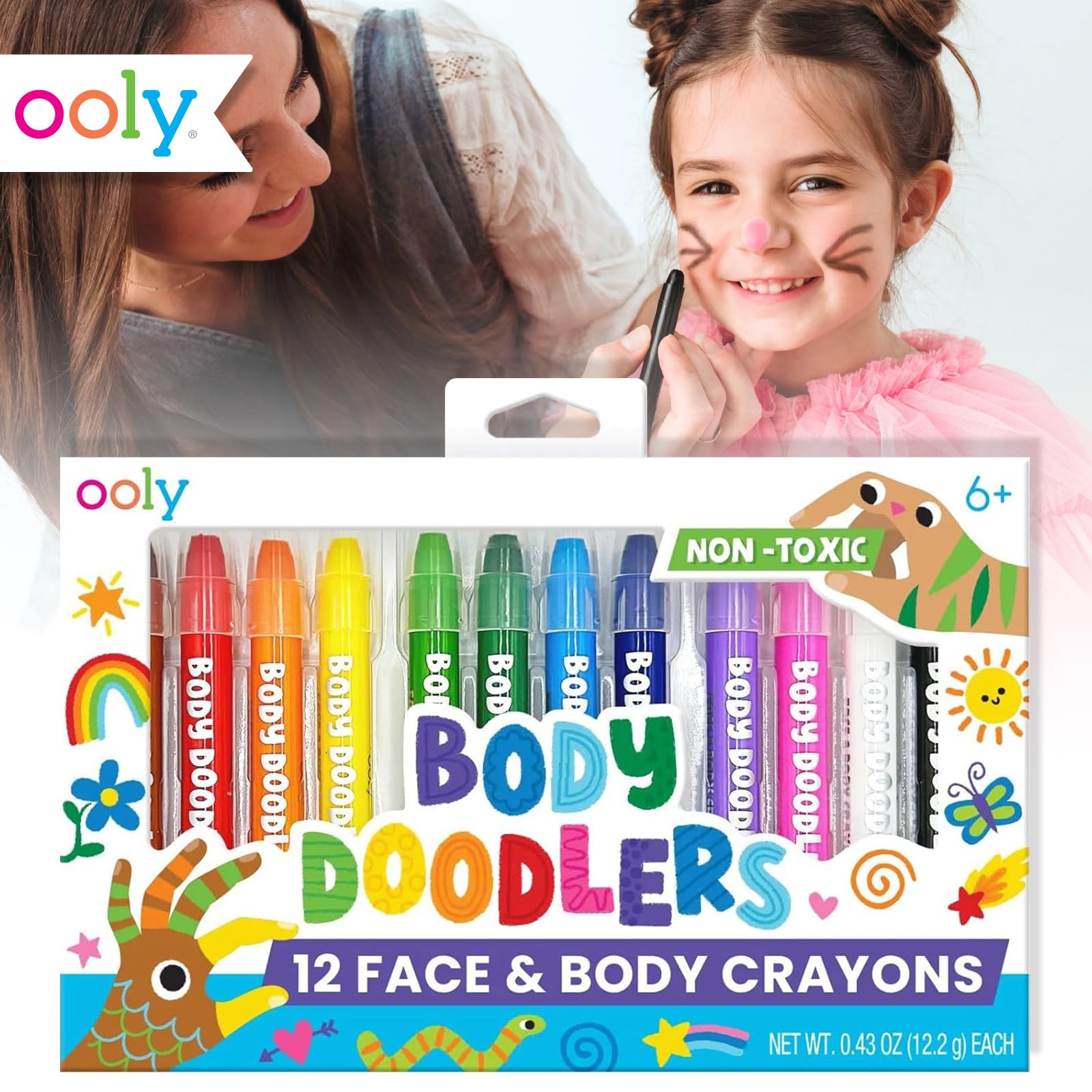 Snapklik.com : Body & Face Paint Crayons, 12 Colors, Skin Safe Paint ...