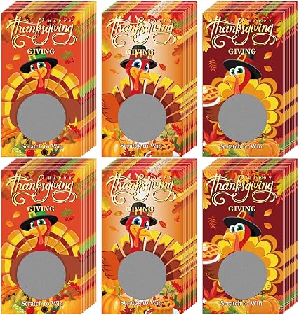 Amazon.com: 60 Pieces Thanksgiving Day Scratch Off Cards Stickers Fall ...