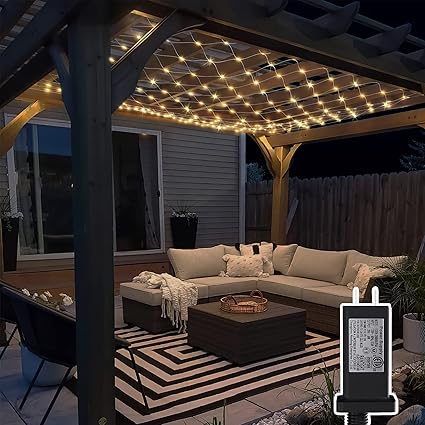 Net Lights Outdoor, 10ft×10ft Gazebo Mesh Lights, 270 LED 8 Lighting ...