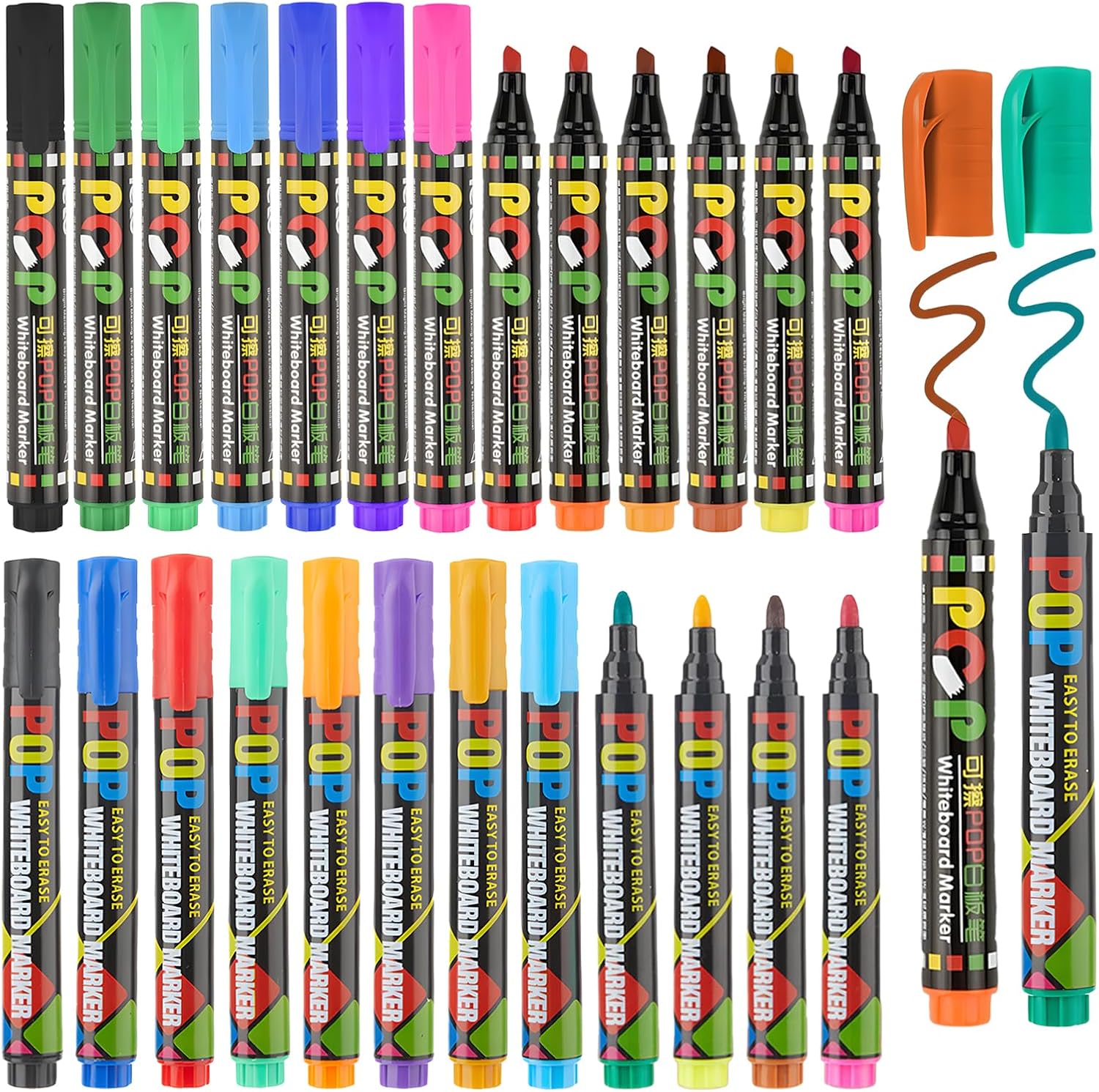 HEUIOP 24 Pack Chalk Pens, 5mm/1mm Dry Erase Liquid Chalk Markers for ...