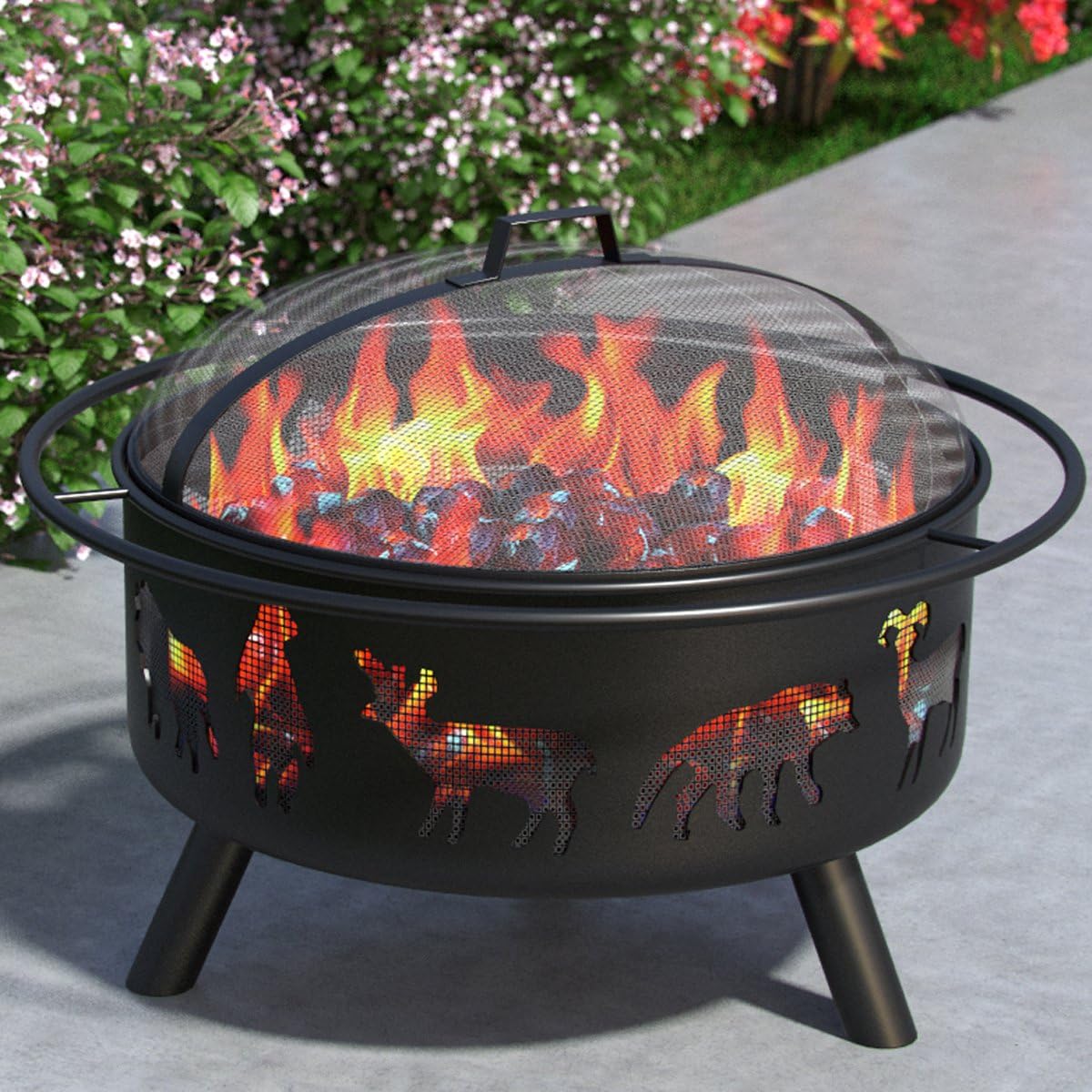 Amazon.com : Wild Life 23” Portable Outdoor Fireplace Fire Pit Ring for ...