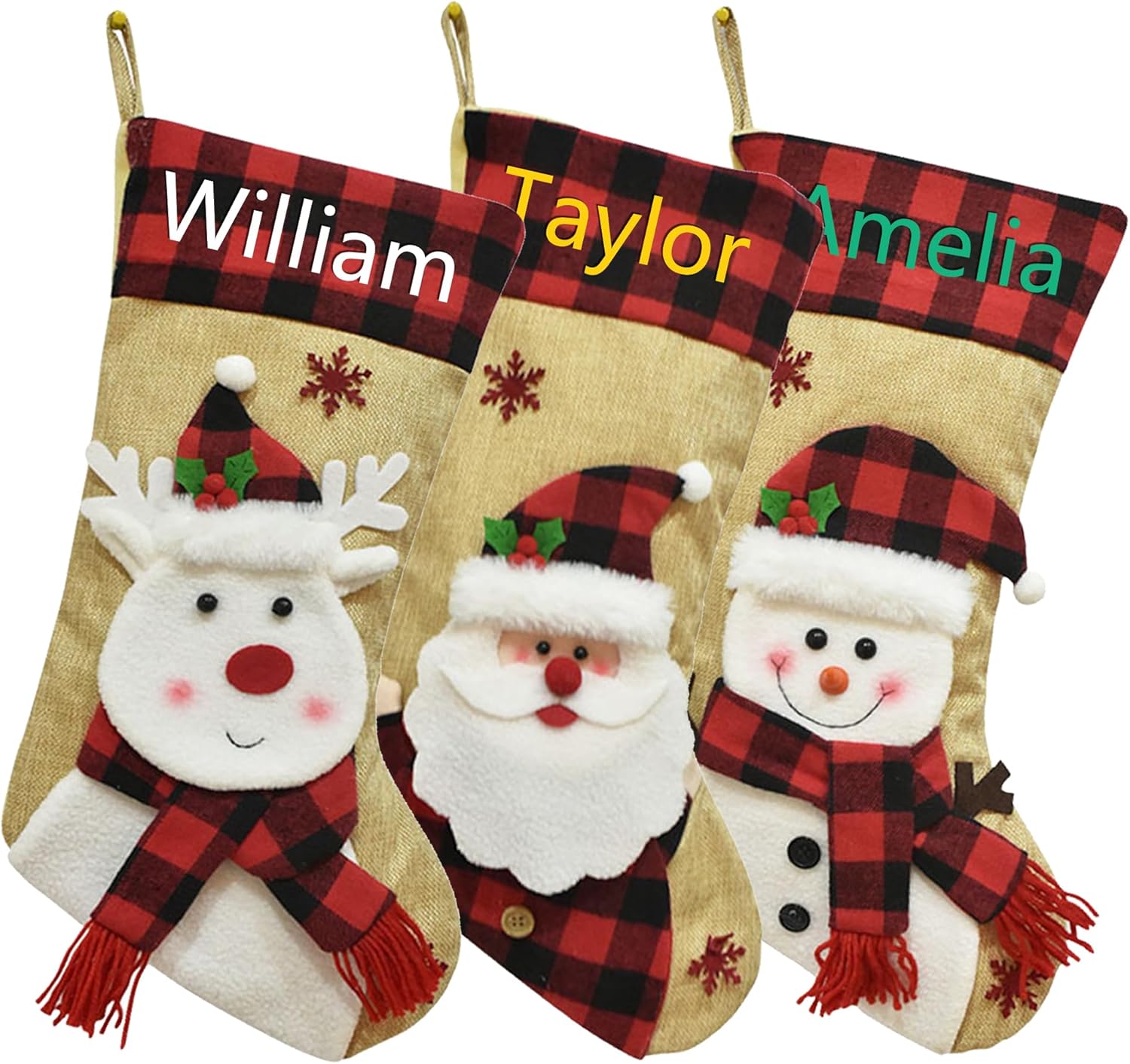 Amazon.com: Dazella Personalized Christmas Stockings with Name, Custom ...