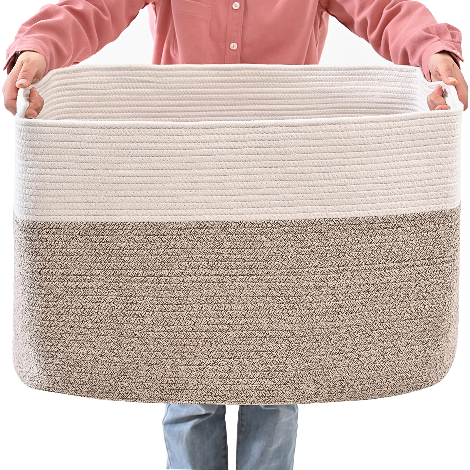 Amazon.com: ICERZCZ Extra Large Blanket Basket Living Room, Rectangle ...