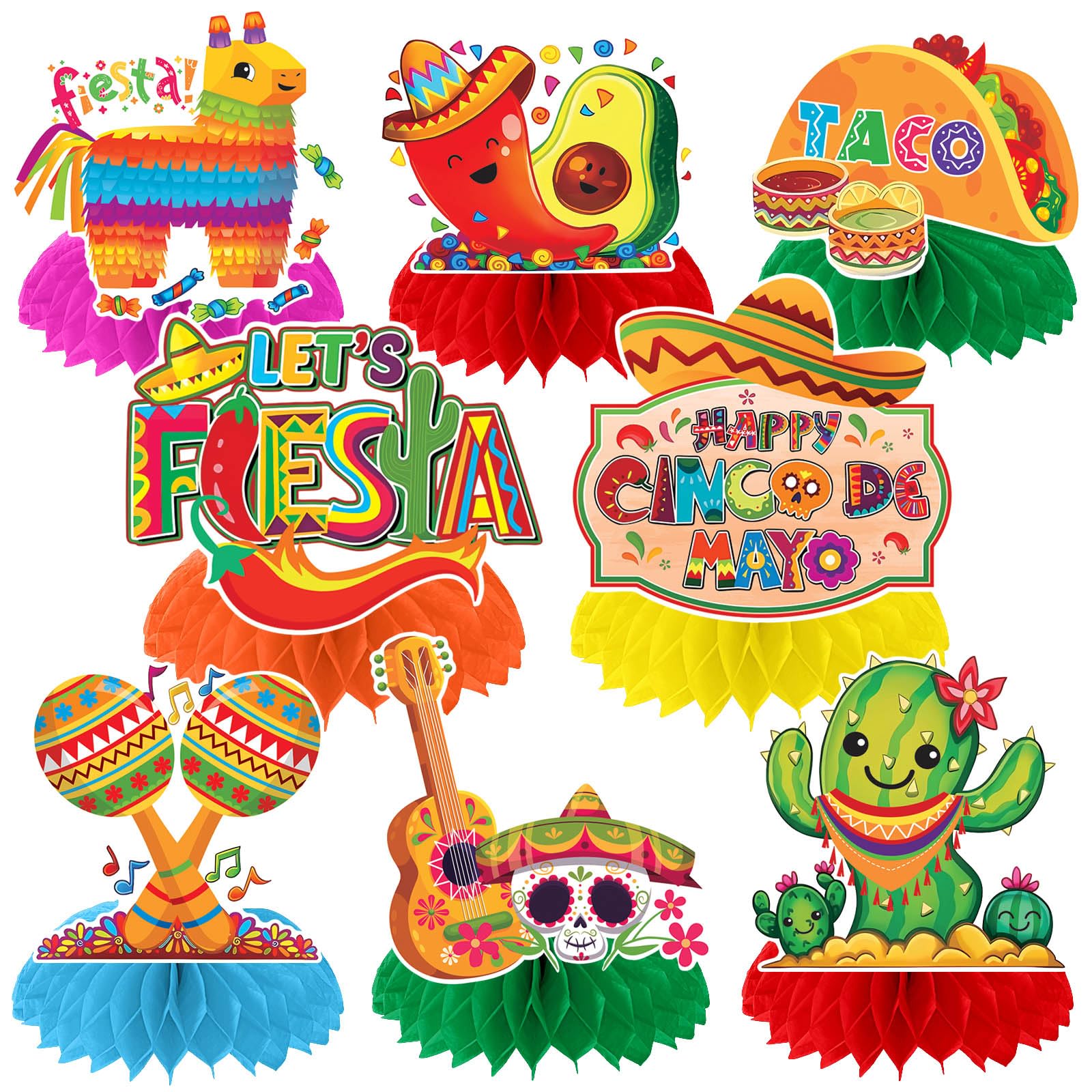 Amazon.com: JULMELON 8PCS Cinco De Mayo Party Decorations, Mexican ...