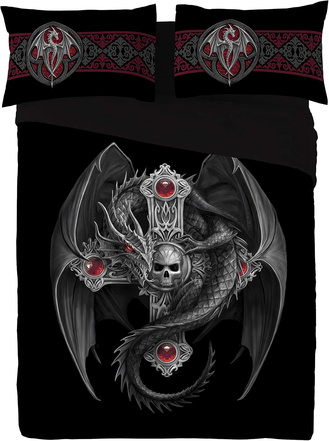 WildStar Gothic Dragon Duvet Covers Set with Pillowcases for King Size ...