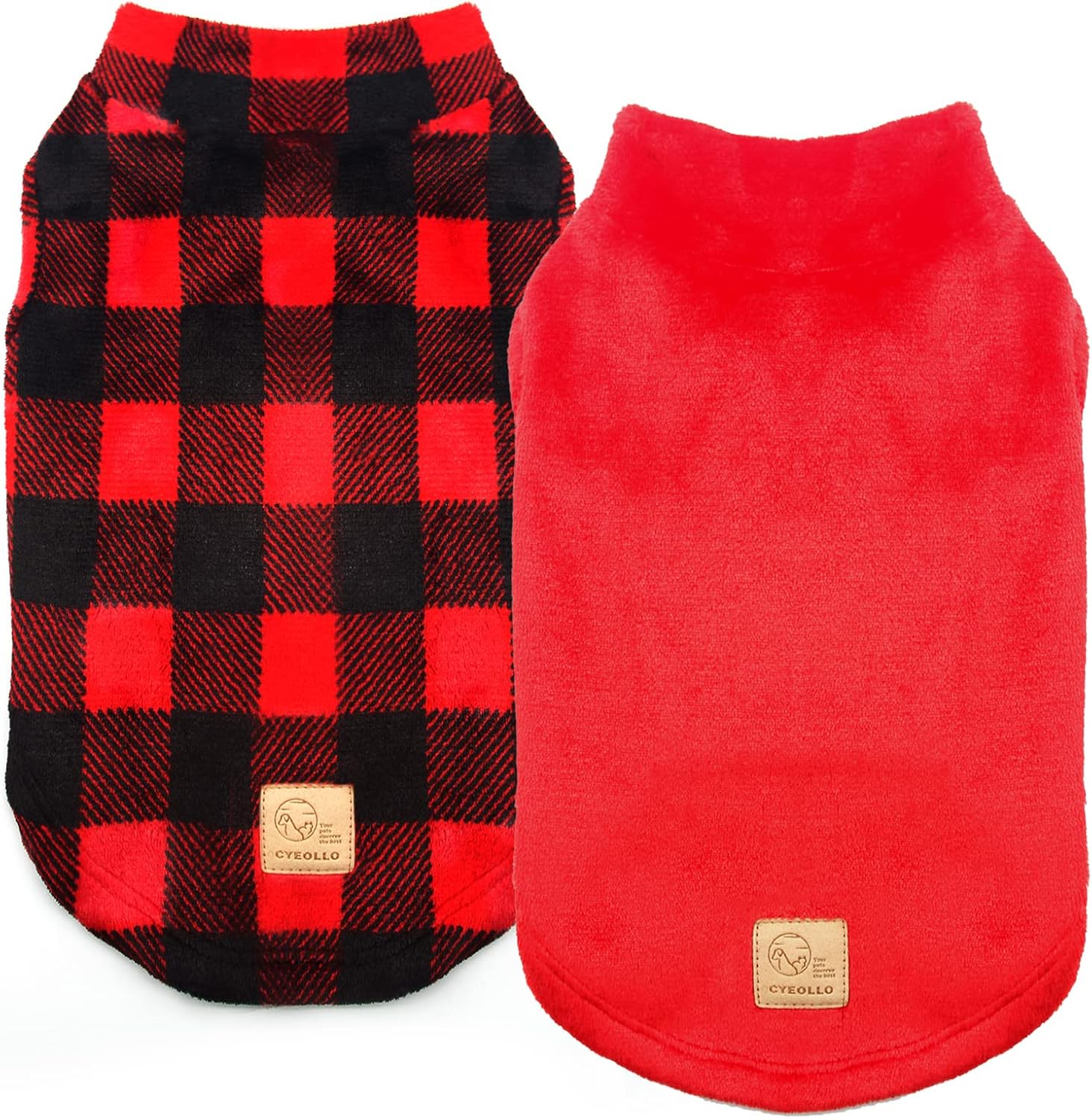 Amazon.com : cyeollo 2 Pack Dog Coat Dog Flannel Vest Buffalo Plaid ...