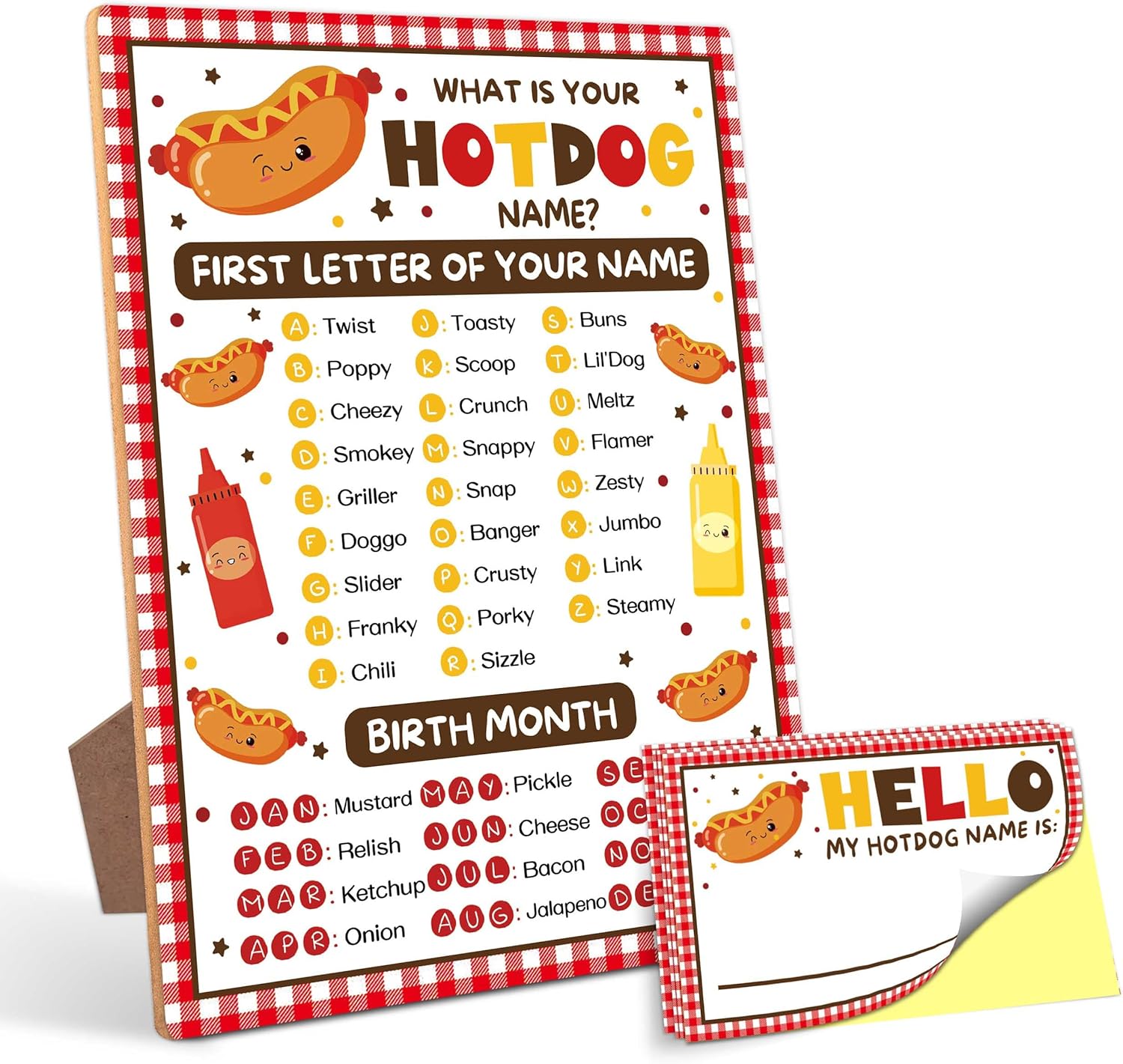 Amazon.com: What is Your Hot Dog Name Game,30 Stickers, Hot Dog Party ...