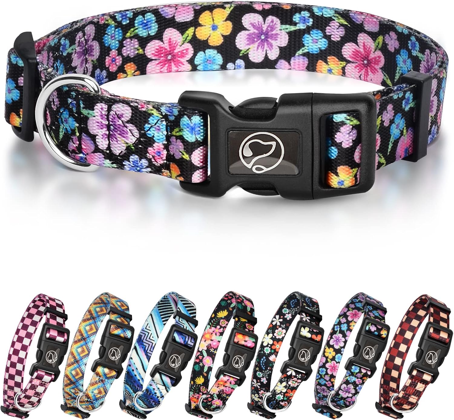 Amazon.com: Floral Dog Collar with Buckle Adjustable Soft Special ...