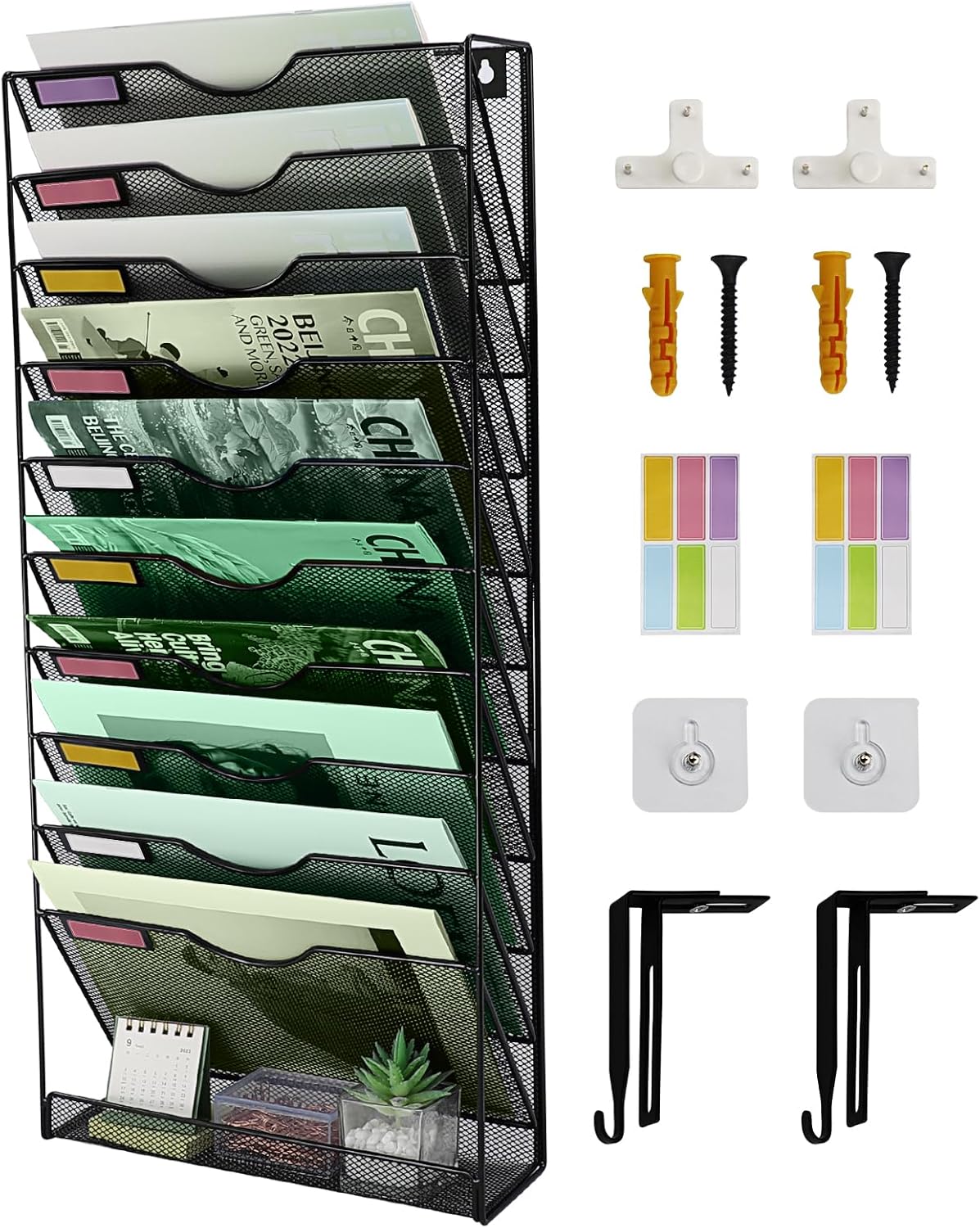 Amazon.com : IOUGDSEC 11-Tier Mesh Wall File Holder Organizer with ...