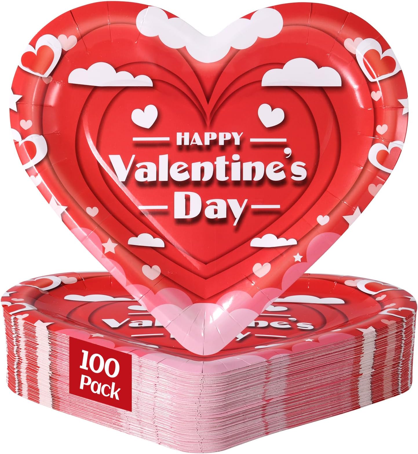 Amazon.com: KTCNMER 100 PCS Valentines Day Paper Plates 11x10 inch ...