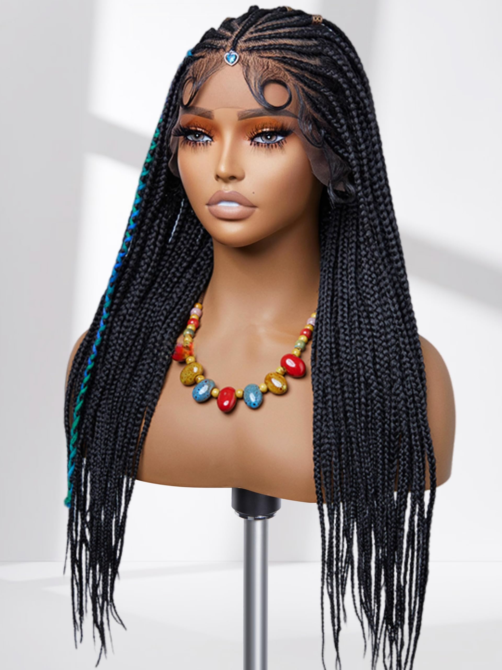 Amazon.com : GORGIUS Braided Lace Front Wig 12x5 Knotless Micro Braided ...