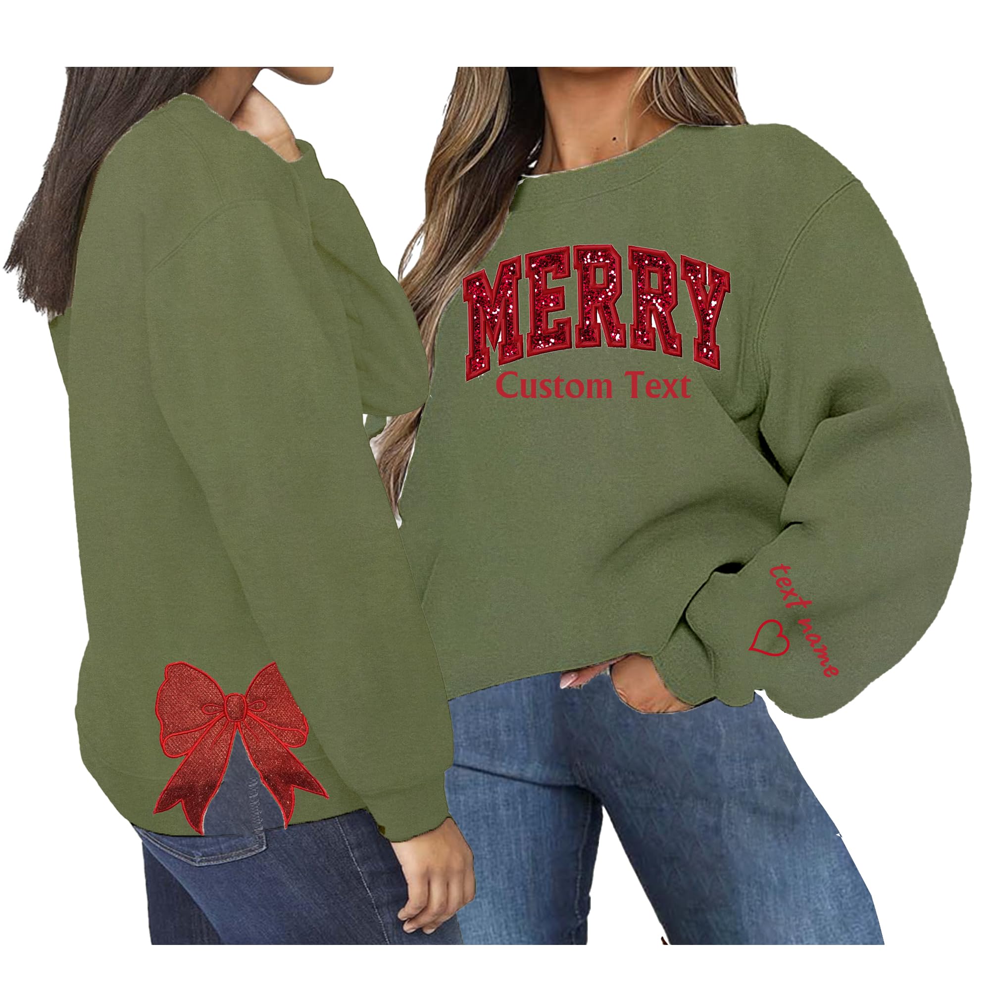 LULLBABYMALL Custom Gift for Christmas for Women, Merry Side Bow Cut ...