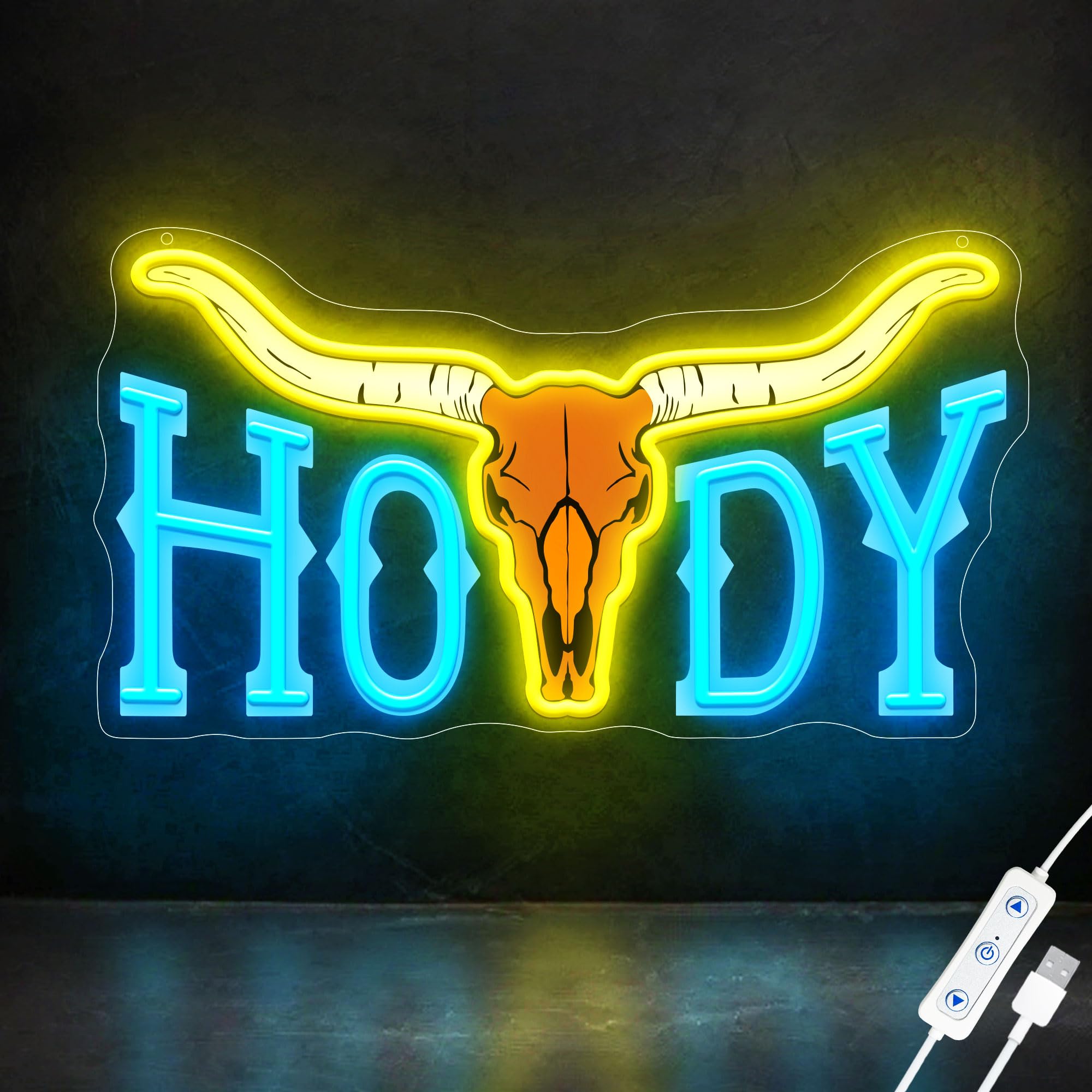 Amazon.com : Cowboy Bull Howdy Neon Signs for Wall Decor Texas Longhorn ...
