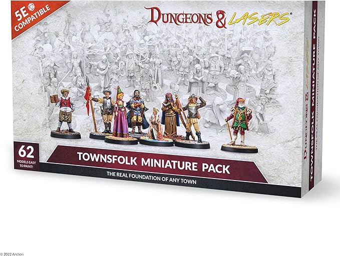 Amazon.com: Dungeons & Lasers Townsfolk DND Miniatures Set - with 62 ...