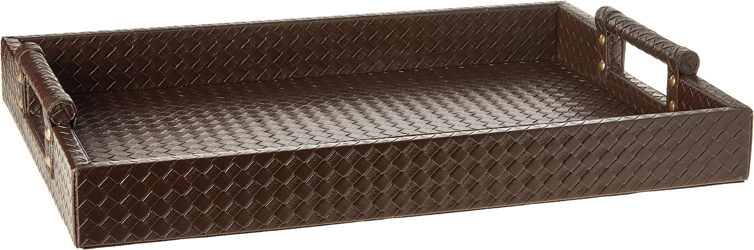 Amazon.com | American Atelier Leather Serving Tray with Handles 14 by ...